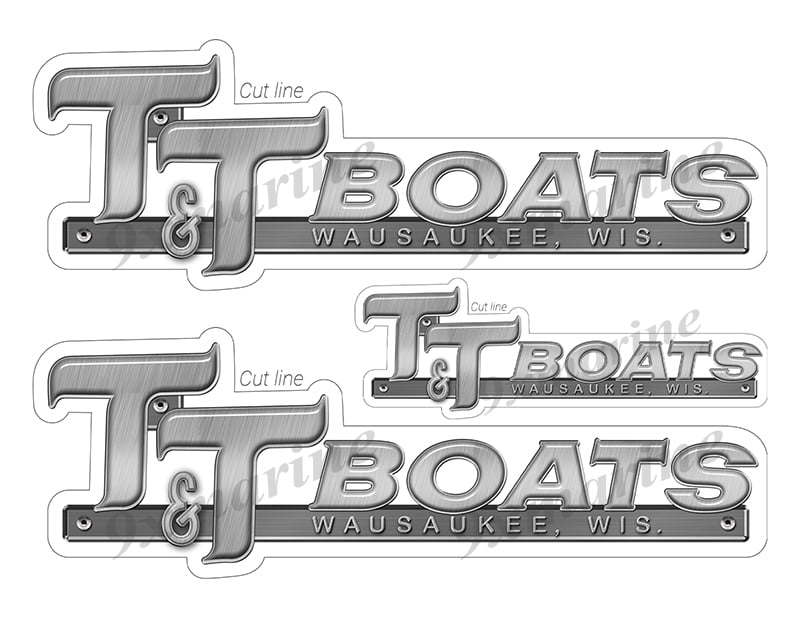 Three T&T Boat Vintage Stickers. Brushed Metal Style - Walmart.com