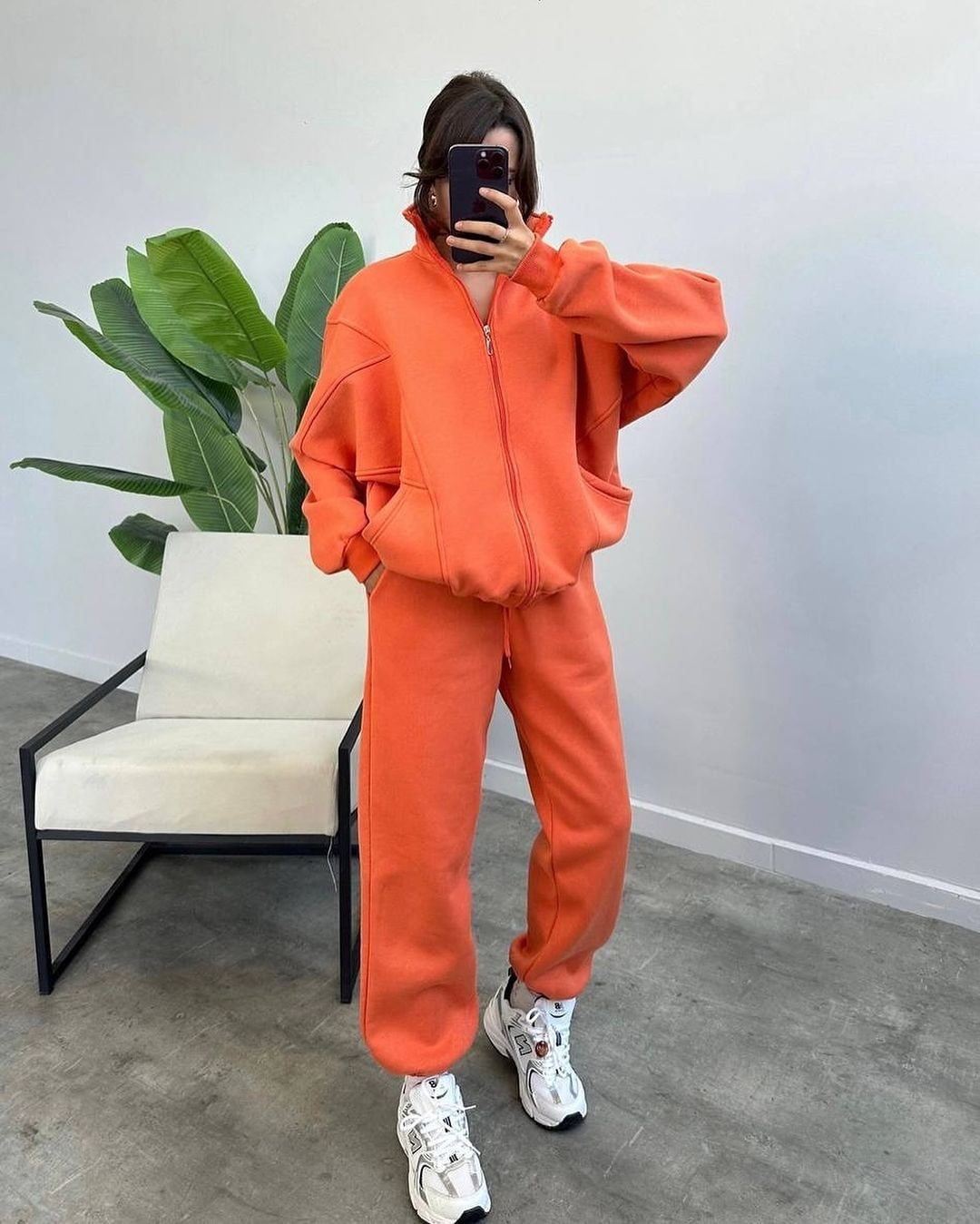 Three Thread Tracksuit Set (S, VermillionOrange) - Walmart.com