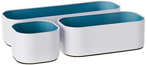 Three by Three Seattle 3 Piece Metal Stacking Bins + Drawer Organizers ...