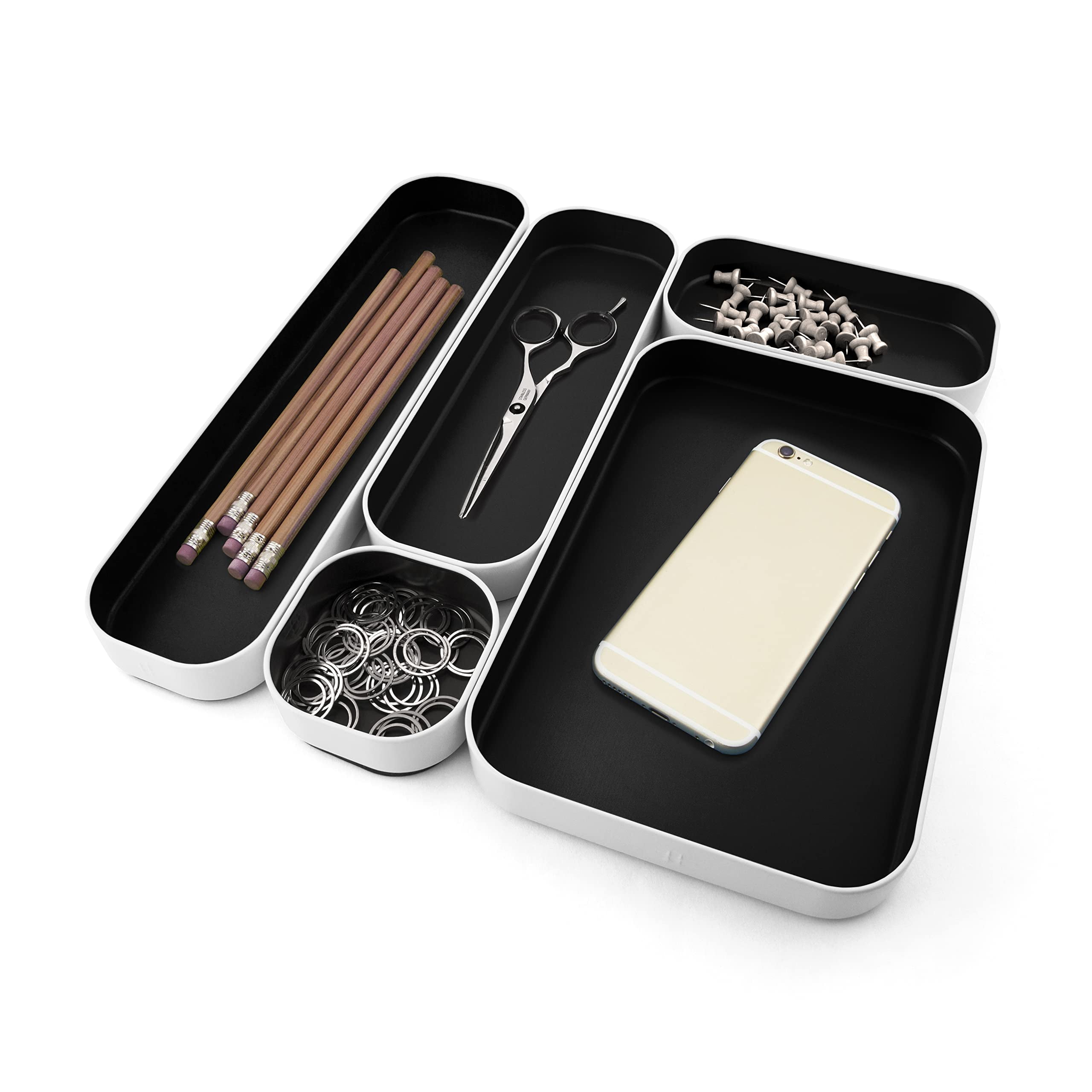 Three by Three Seattle 5 Piece Metal Organizer Tray Set for Storing ...