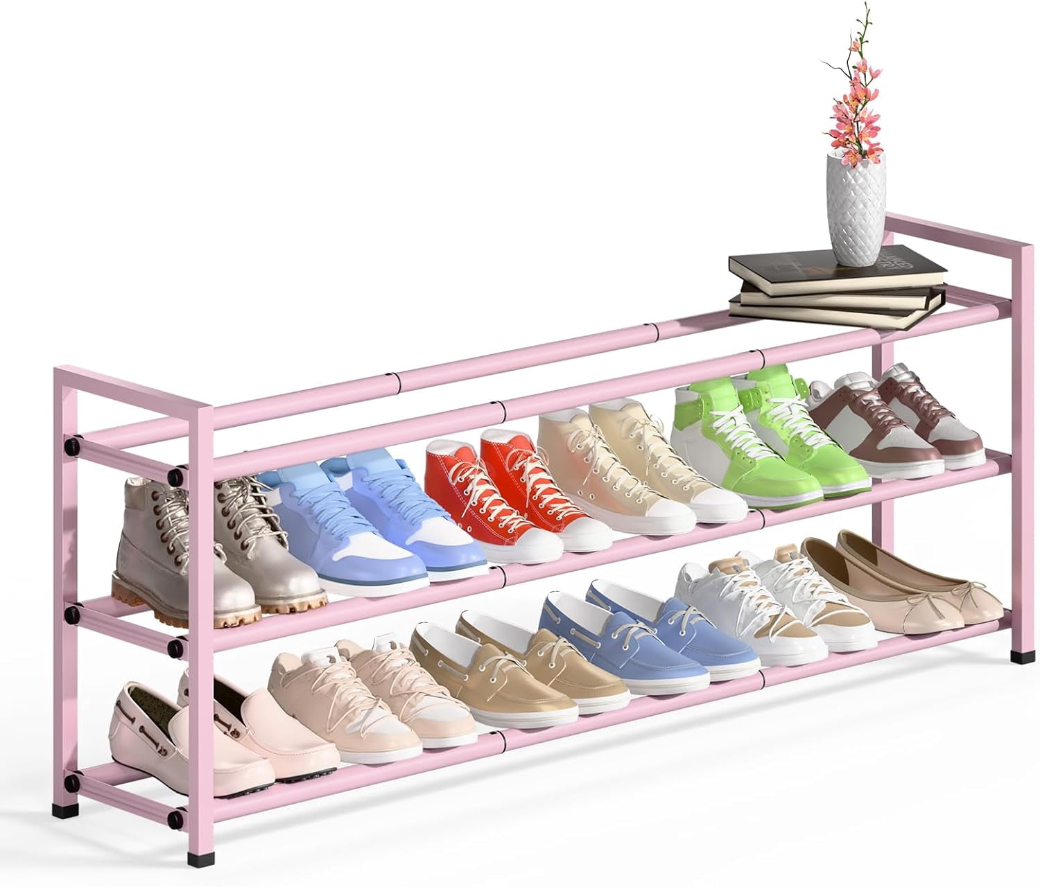 Three-Tier Extendable Shoe Rack for Closet, 18" - 44" Adjustable Shoe ...