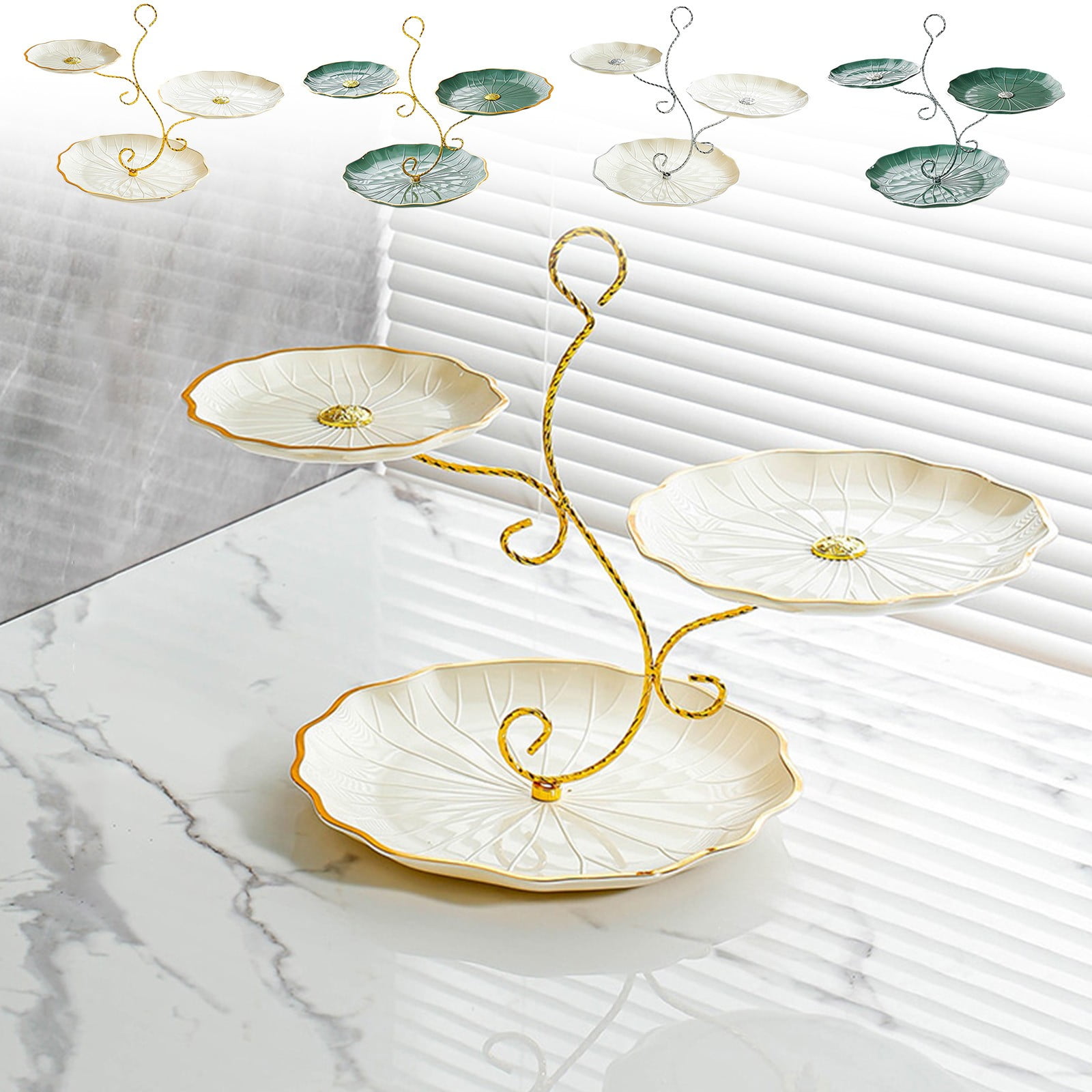 Three Tier Fruit Tray, Plastic Snack Serving Tray with 3 Layers and ...