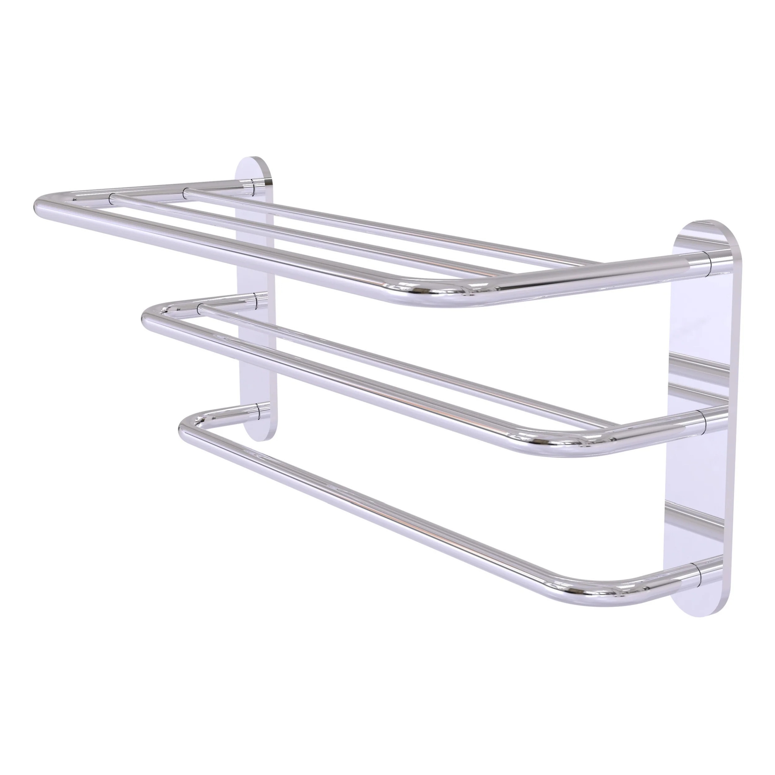 Three Tier Hotel Style Towel Shelf with Drying Rack in Polished Chrome ...