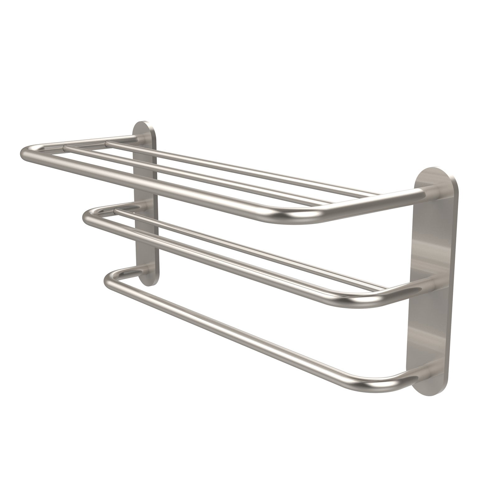 Three Tier Hotel Style Towel Shelf with Drying Rack in Satin Nickel ...