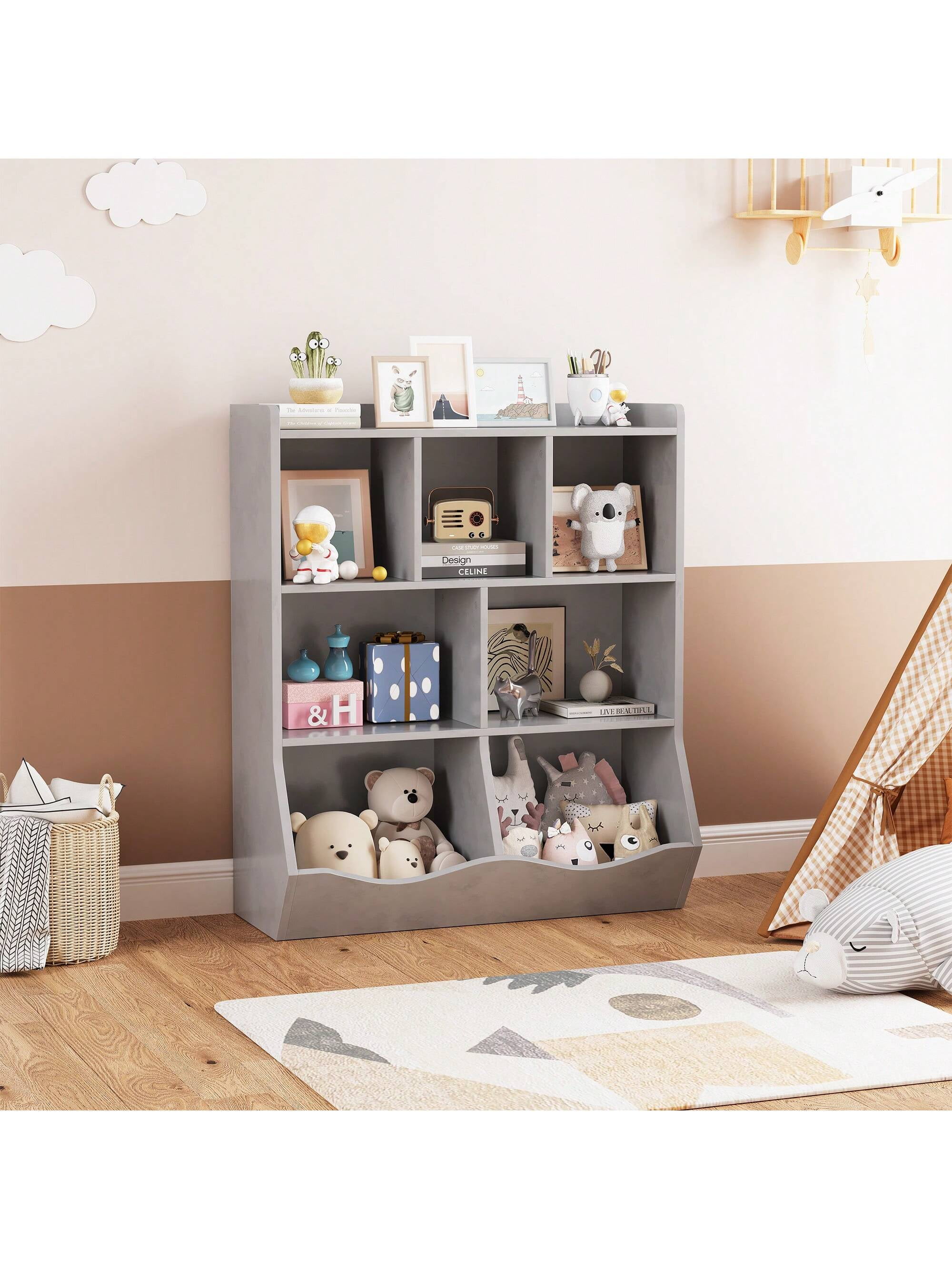 Three-Tier Kids Bookshelf And Bookcase For Storage Books And Toys,Multi ...