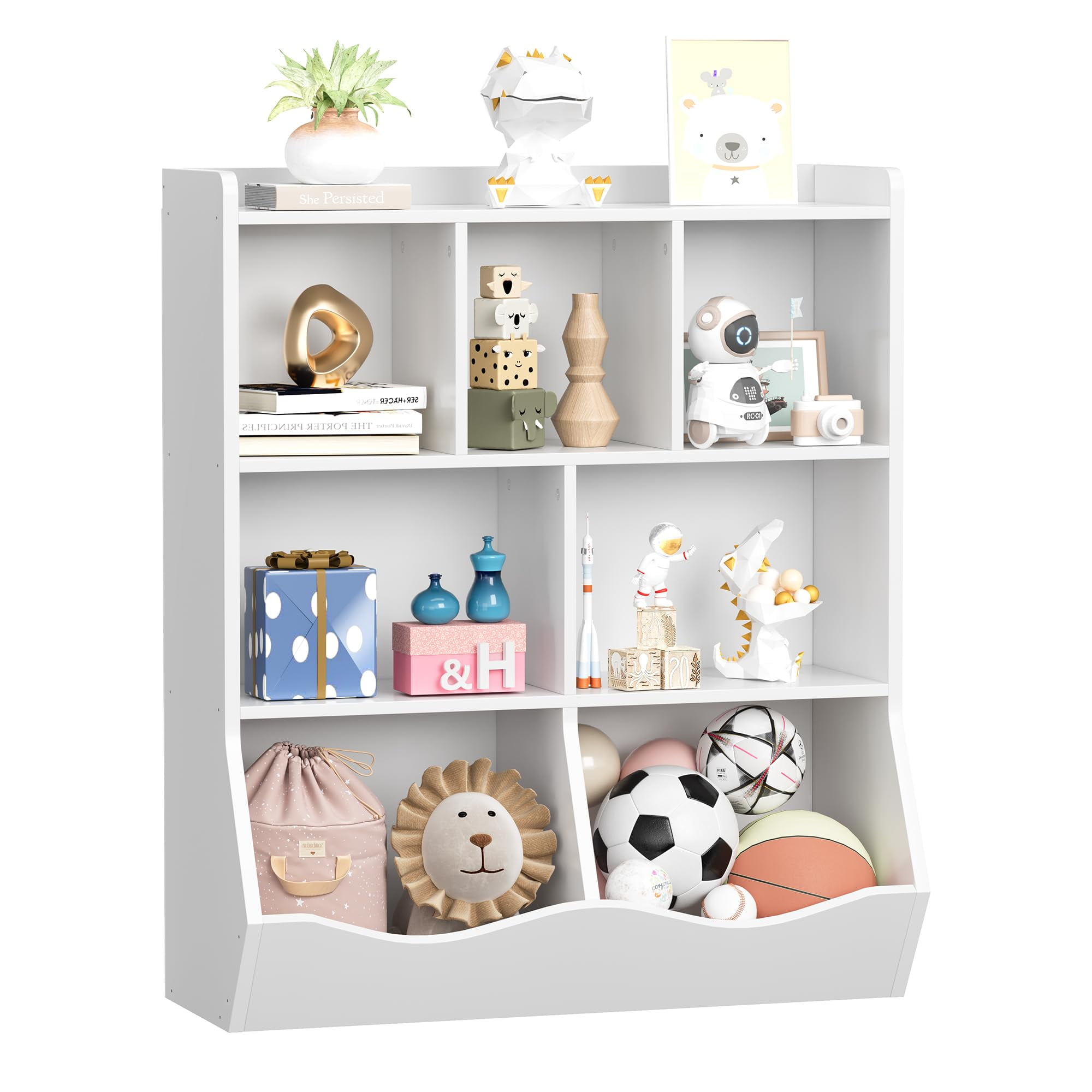 Three-Tier Kids Bookshelf and Bookcase, Toy Storage Cabinet for Storage ...