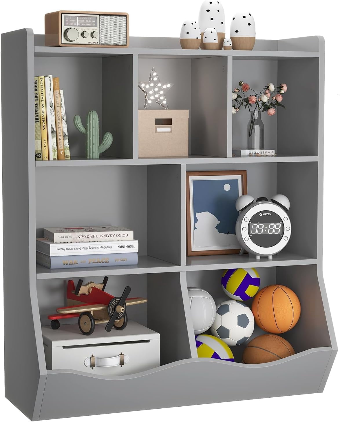 Three-Tier Kids Bookshelf and Toy Storage Organizer, Multi-Functional ...