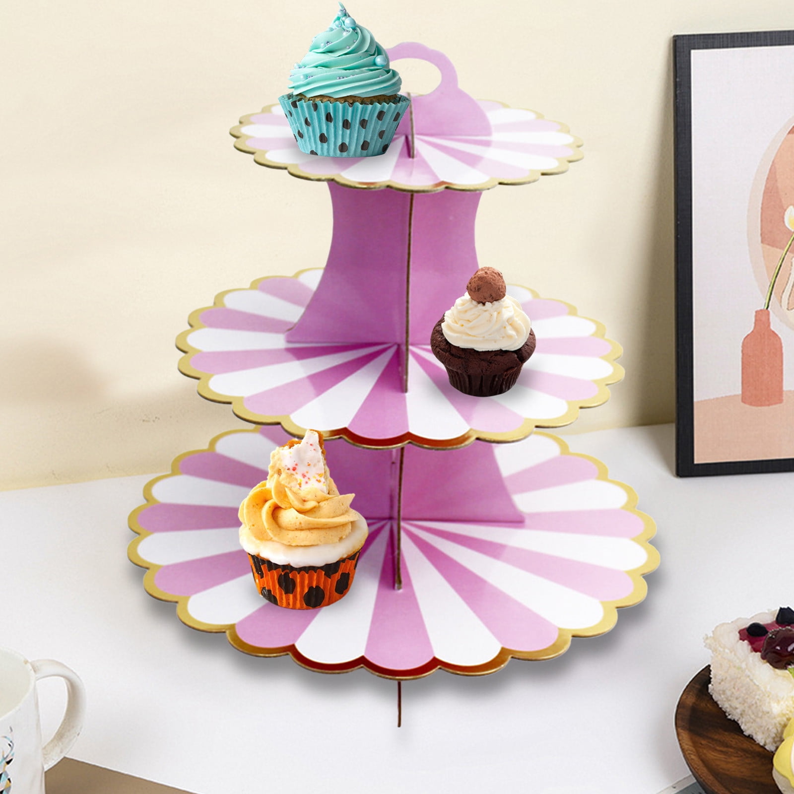 Three Tier Paper and Foil Cake Stand for Birthday Parties ...