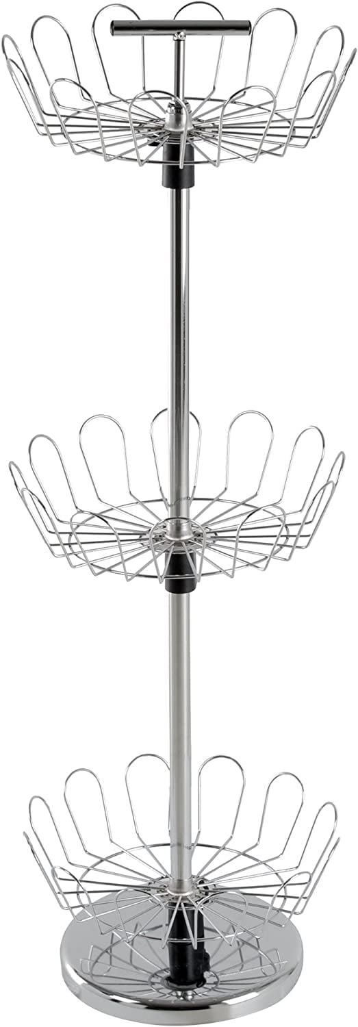 Three Tier Revolving Shoe Tree Orgainzer Rack with Chrome Finish by ...