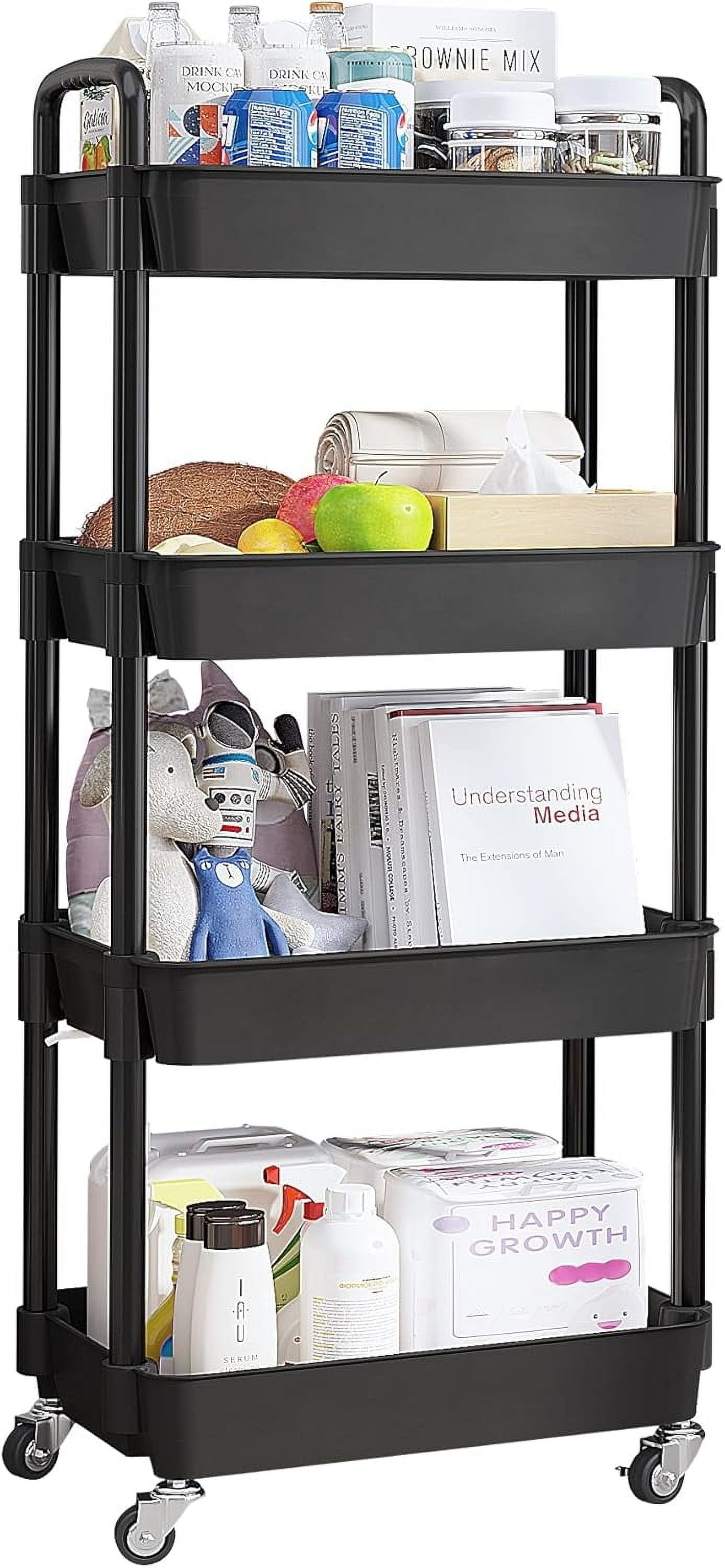 Three-Tier Rolling Multi-Purpose Cart with 12 Category Labels, Multi ...