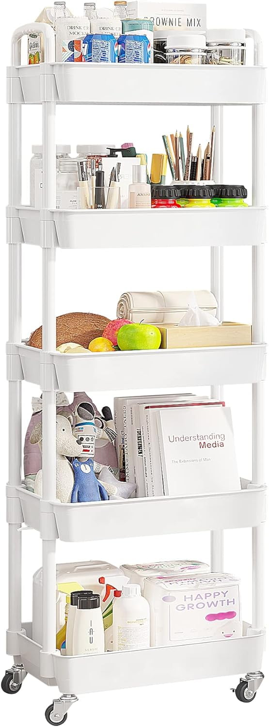 Three-Tier Rolling Multi-Purpose Cart with 12 Category Labels, Multi ...