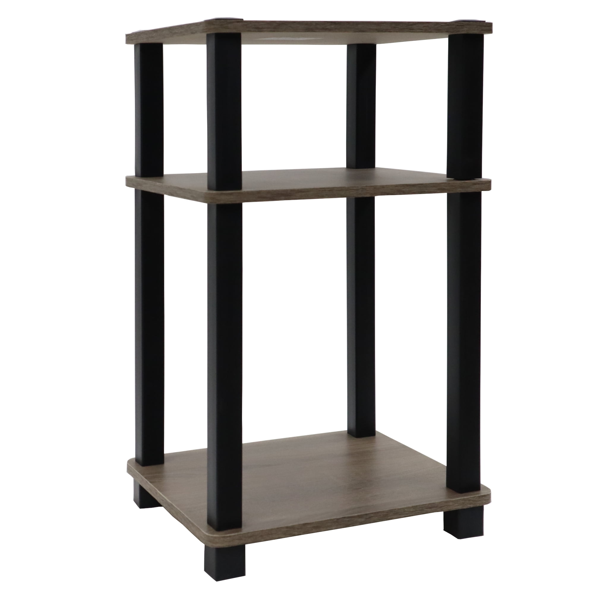 Redmon Three Tier Shelf Side Table, Dark Taupe Woodgrain Finish ...