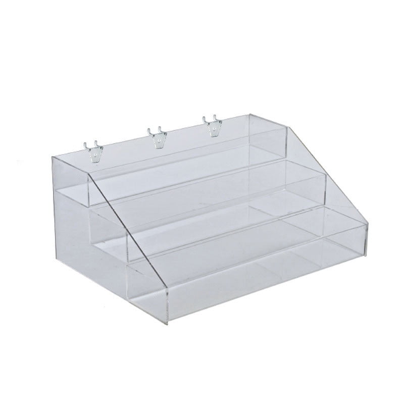 Three-Tier Shelf Step Display for Pegboard and Slat wall, 16