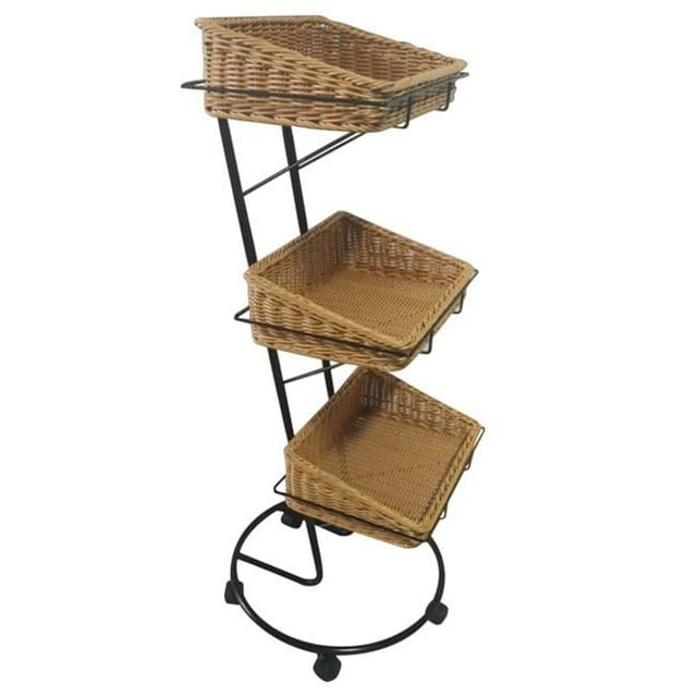 Three Tier Storage Stand with Washable Wicker Baskets, Brown - Walmart.com