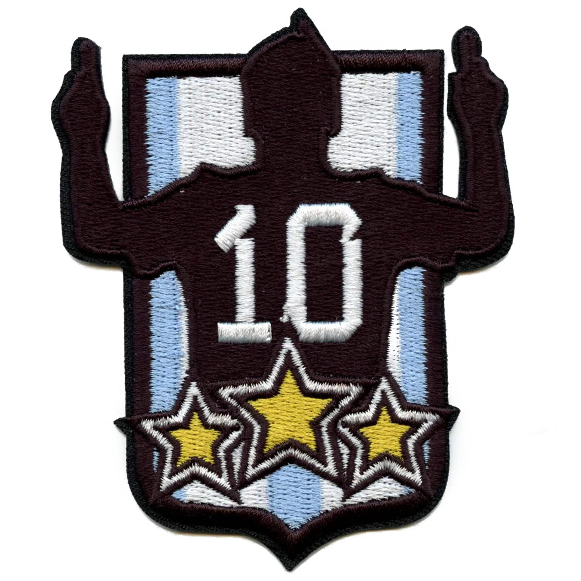 Three Time Champion Patch Argentina #10 Soccer Embroidered Iron On ...