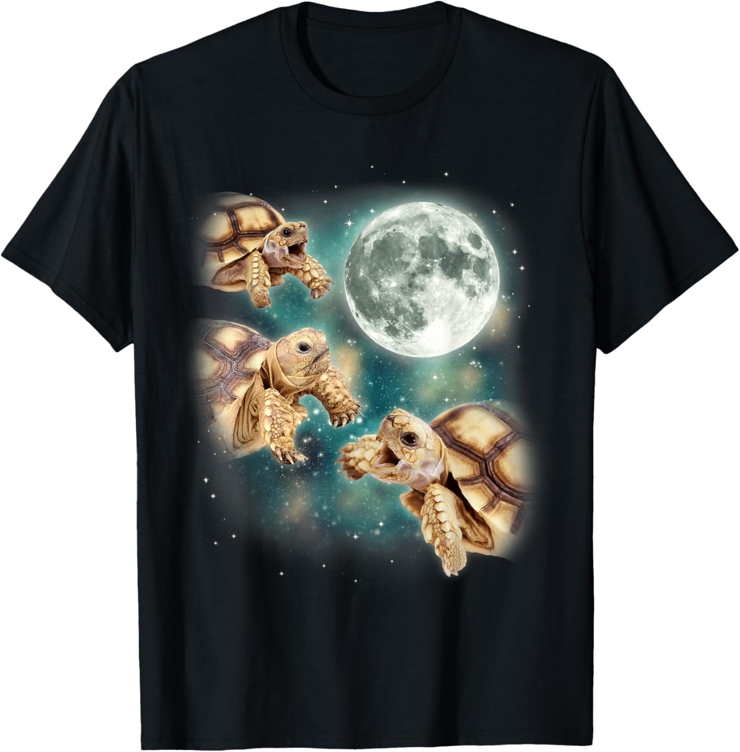 Three Tortoises Howl at Moon Wildlife Mountain Turtle Meme T-Shirt tee ...