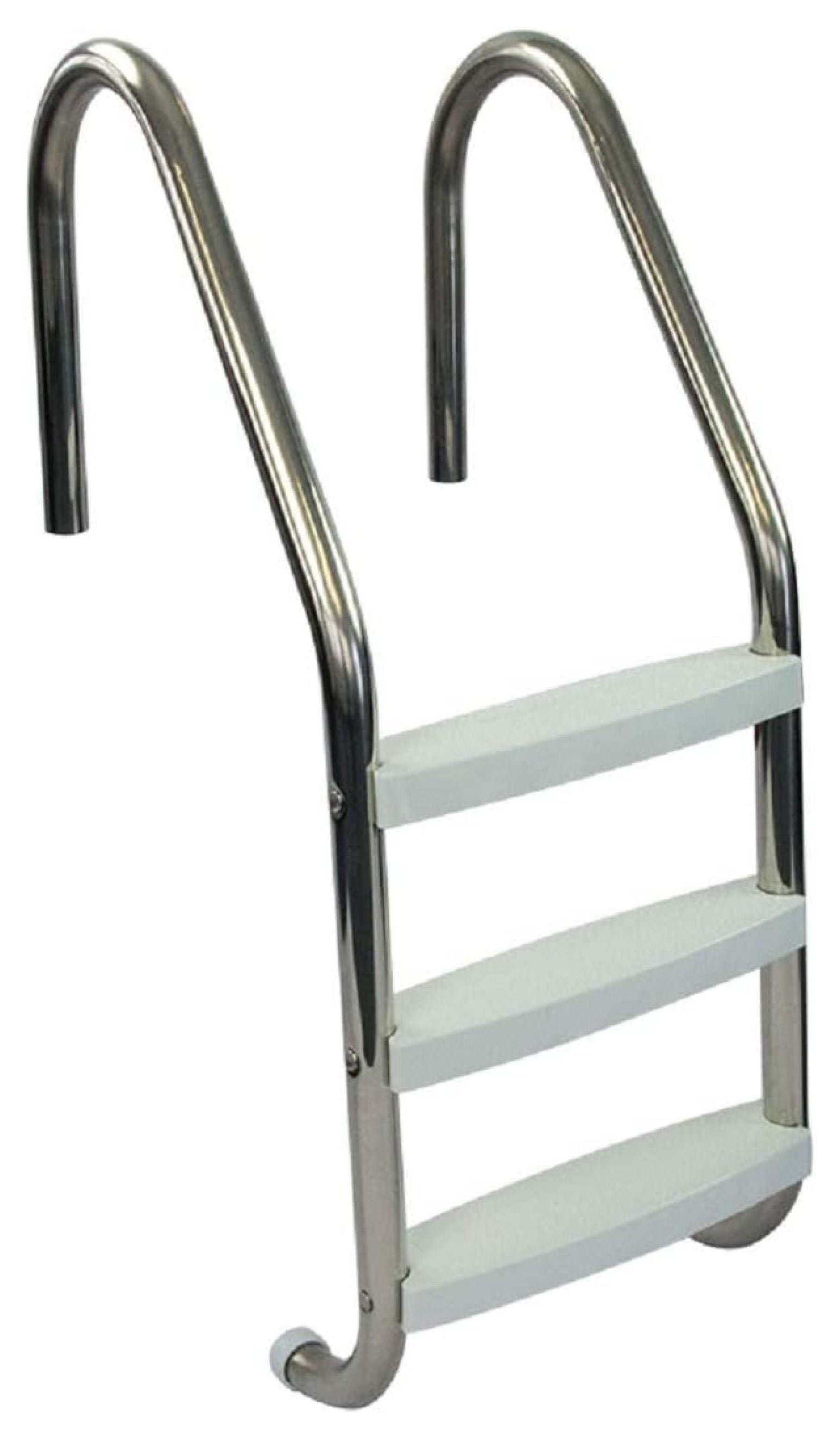 Three Tread Stainless Steel Pool Ladder with Non-Slip Plastic White ...
