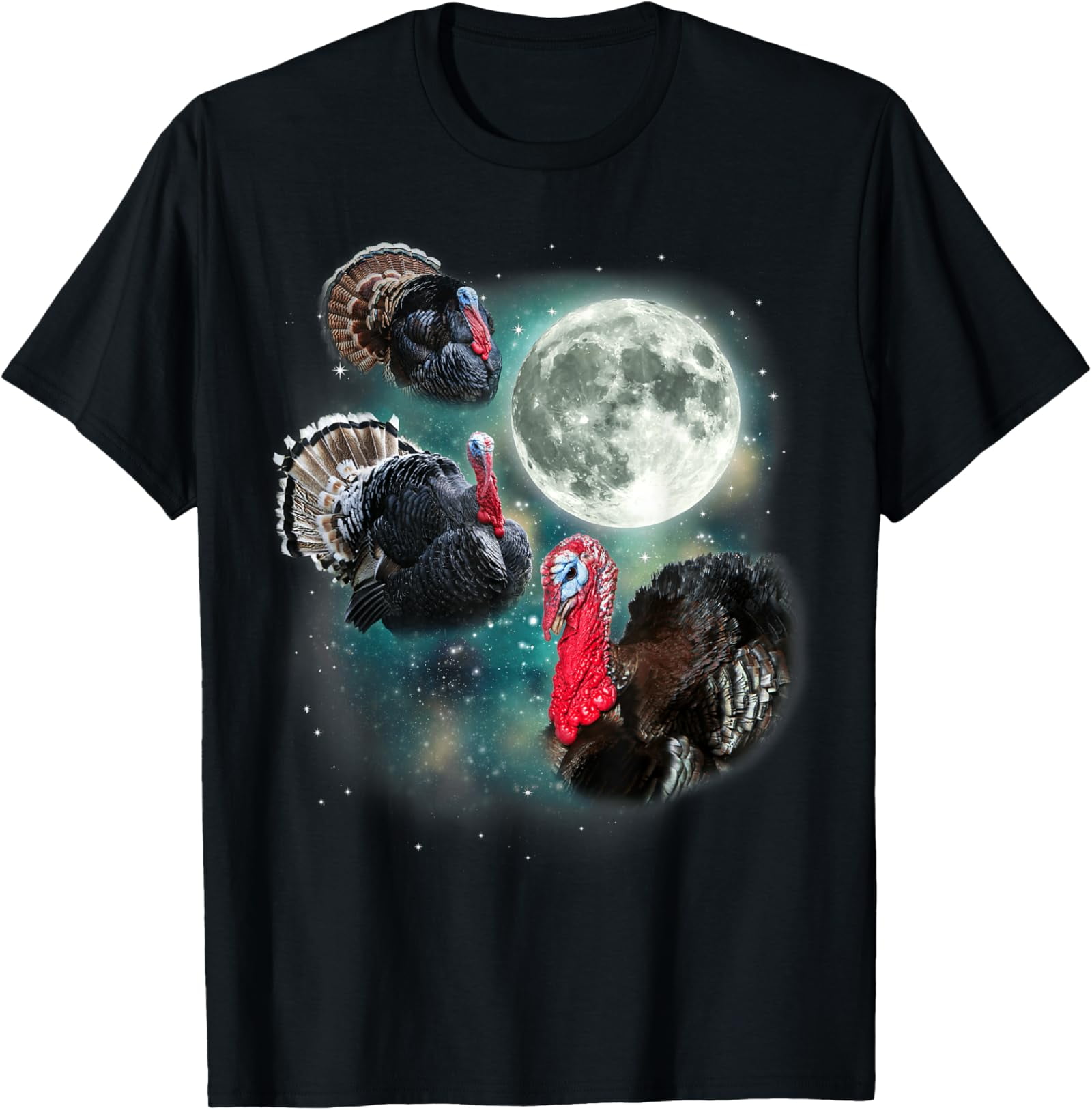 Three Turkey Moon | Funny Weird Cursed Parody Thanksgiving T-Shirt ...