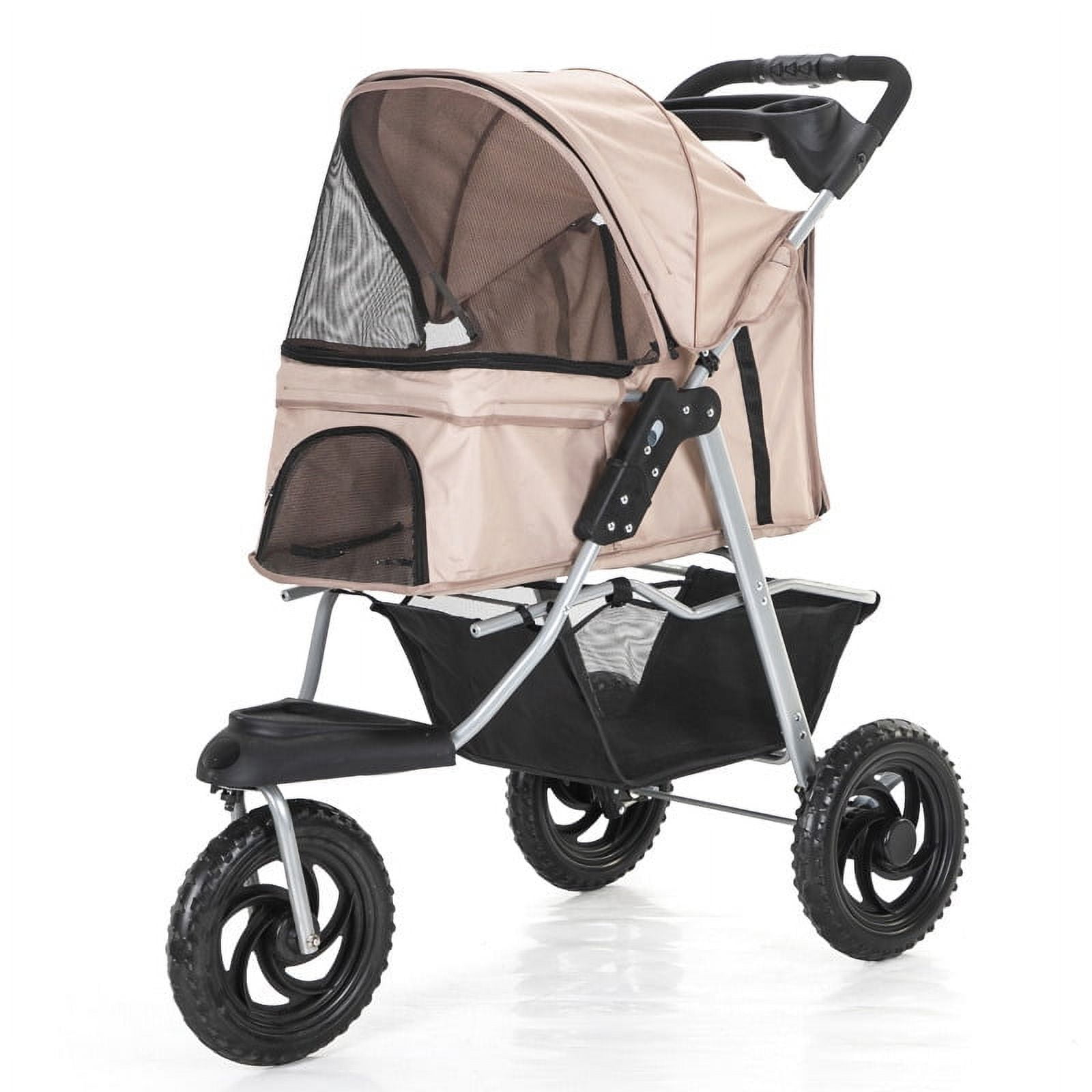Three Wheel Folding Pet Stroller, Dog Jogger Travel Cats Carrier ...