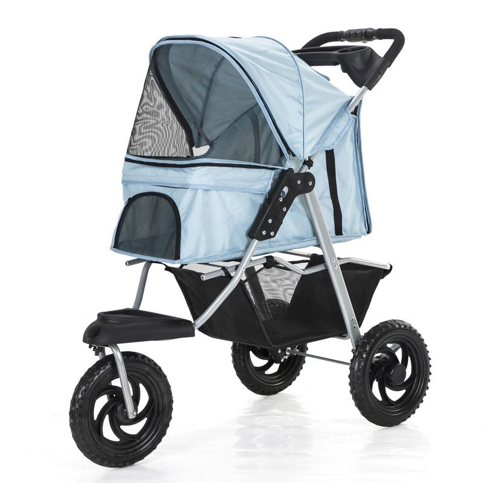Three Wheel Folding Pet Stroller, Dog Jogger Travel Cats Carrier ...