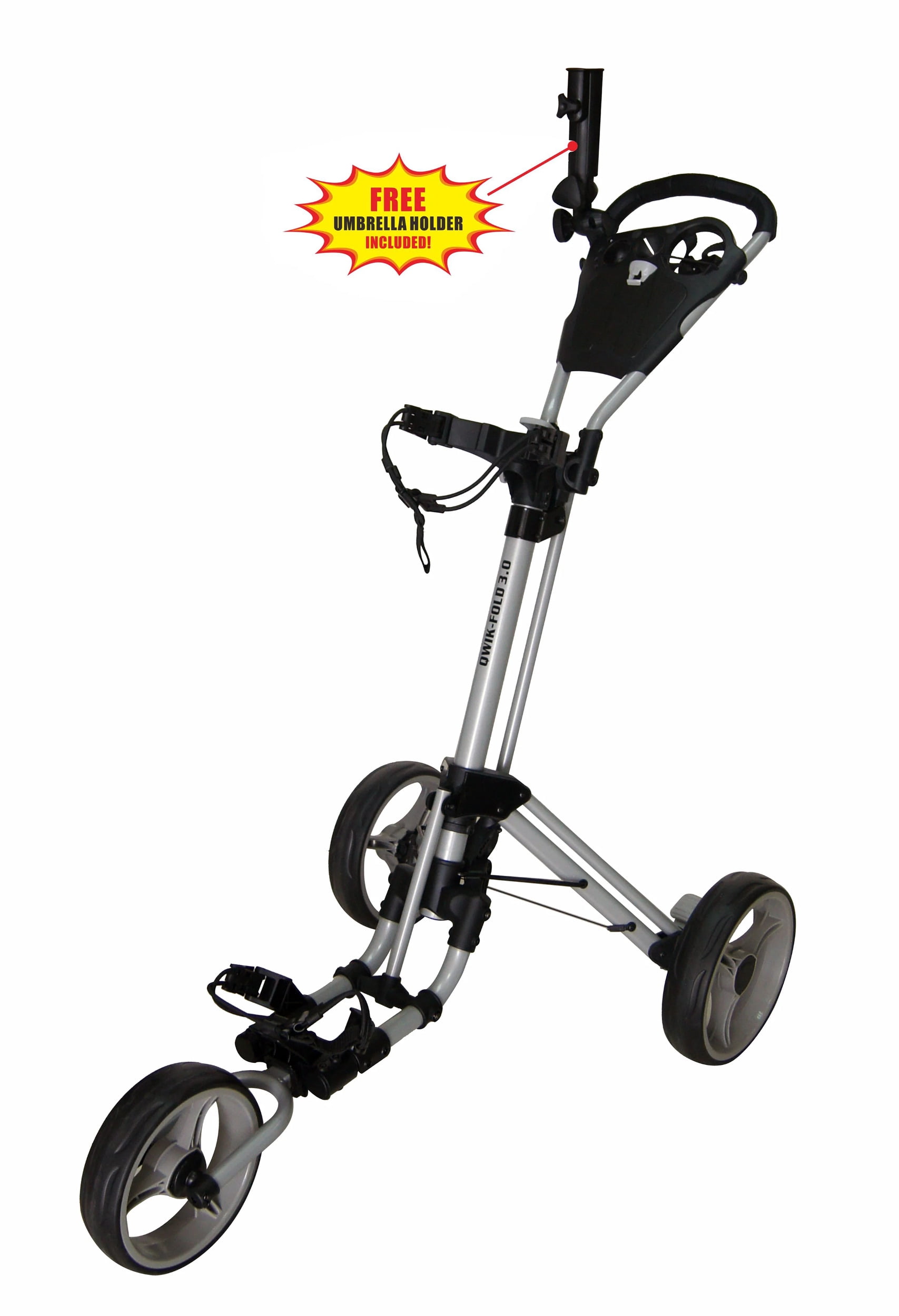 Three Wheel Golf Push Pull Cart with Foot Brake - Lightweight & Compact ...