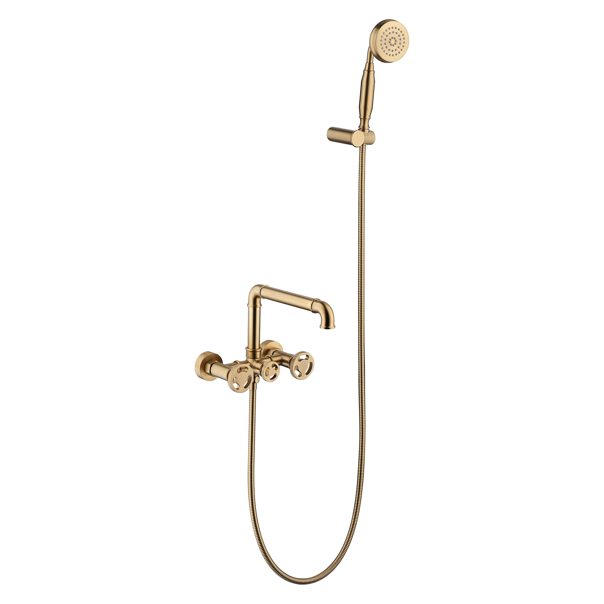 Three Wheel Handle Industrial Pipe Wall Mounted Bathtub Filler Faucet ...