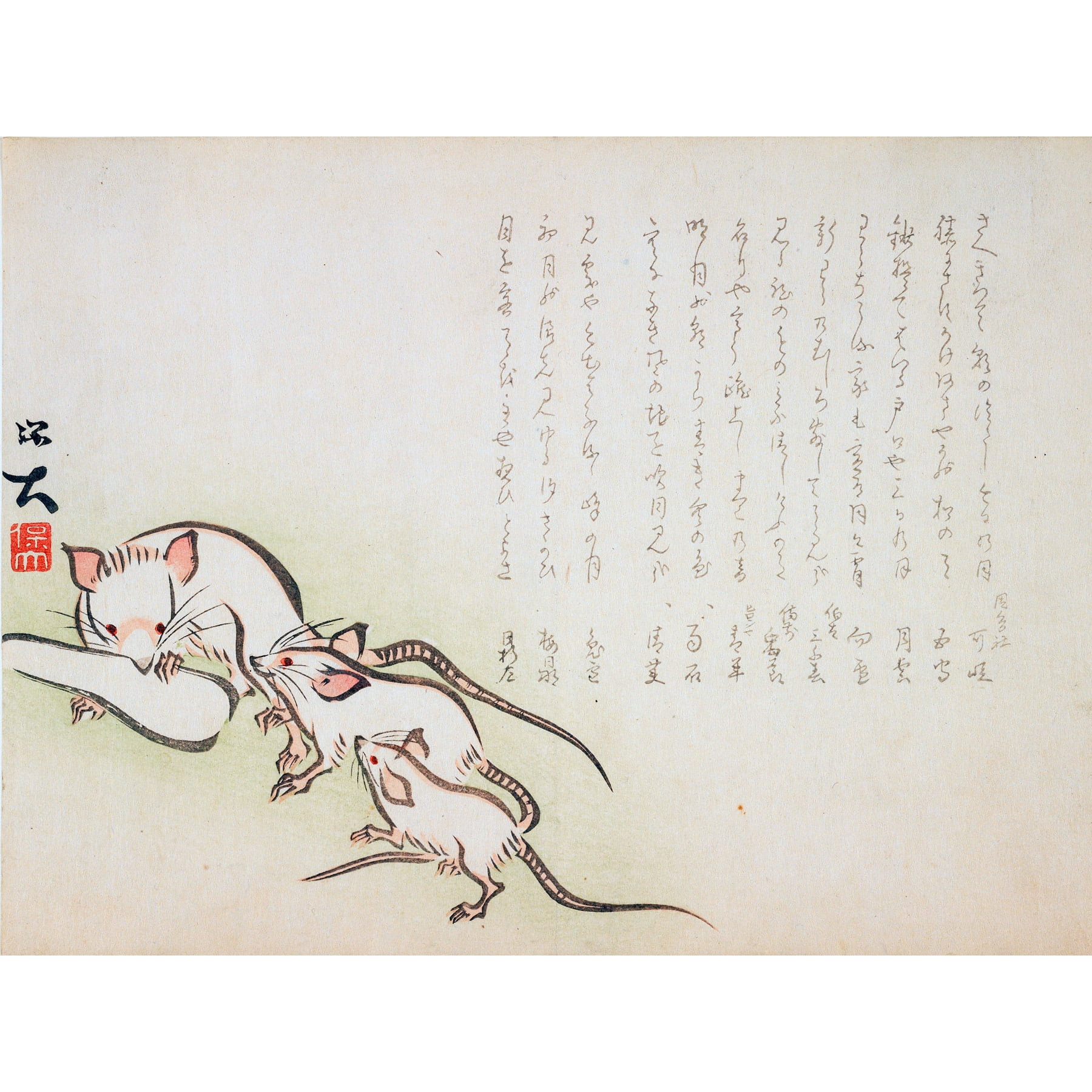 Three White Mice 1864 Sato Hodai Extra Large XL Wall Art Poster Print ...