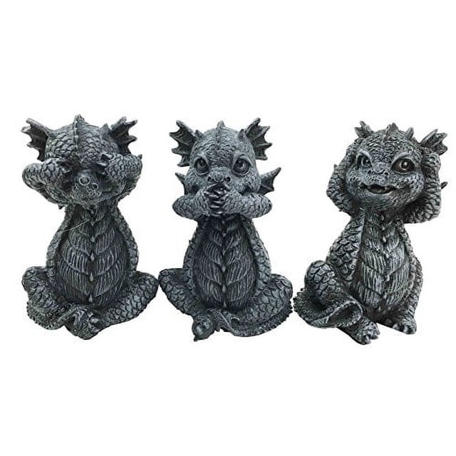 Three Wise Dragon Hatchlings See Hear Speak No Evil Baby Dragons ...