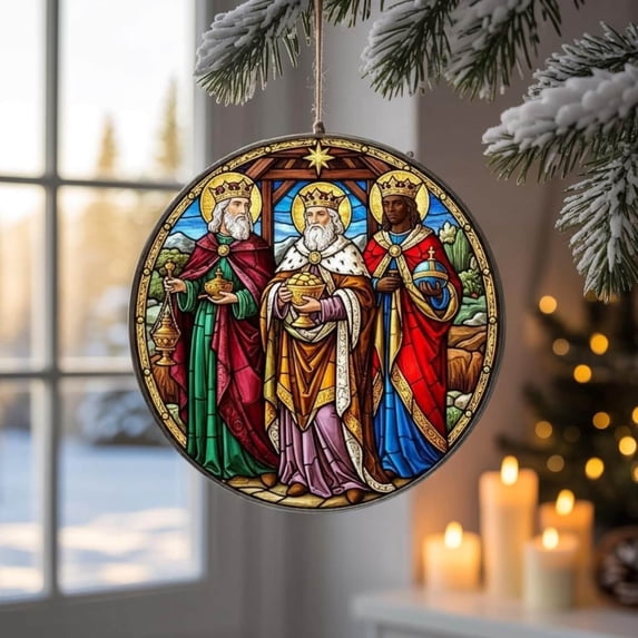 Three Wise Men Acrylic Suncatcher, Nativity Christmas Window Hanging ...