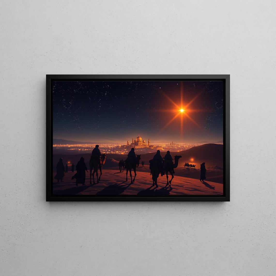 Three Wise Men Following The Star Nativity Night Scene Christmas Wall ...