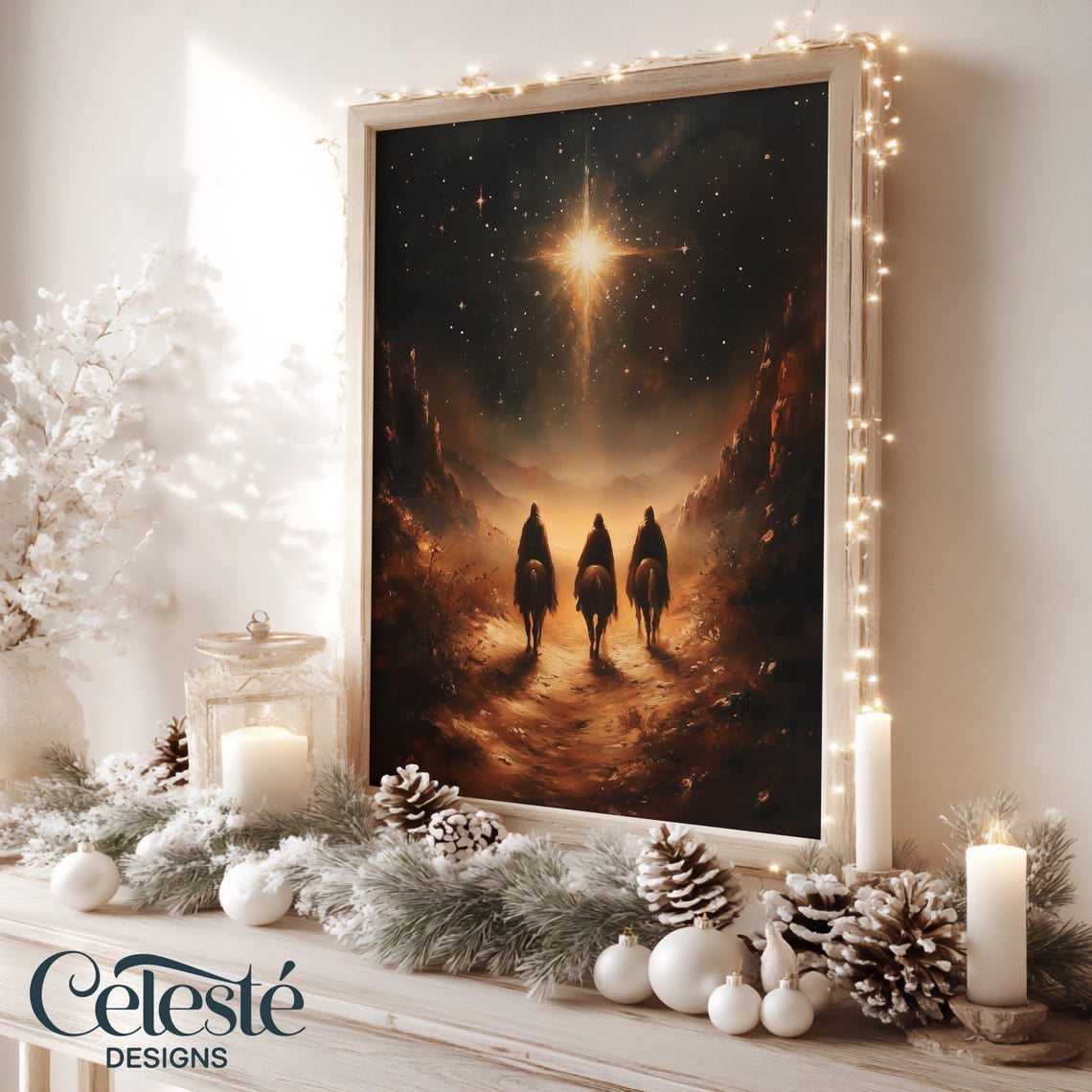 Three Wise Men Nativity Print: Rustic Christmas Wall Art ( #502 ...