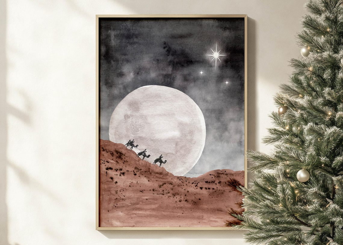 Three Wise Men Nativity Scene Abstract Boho Wall Art Printable, Modern ...