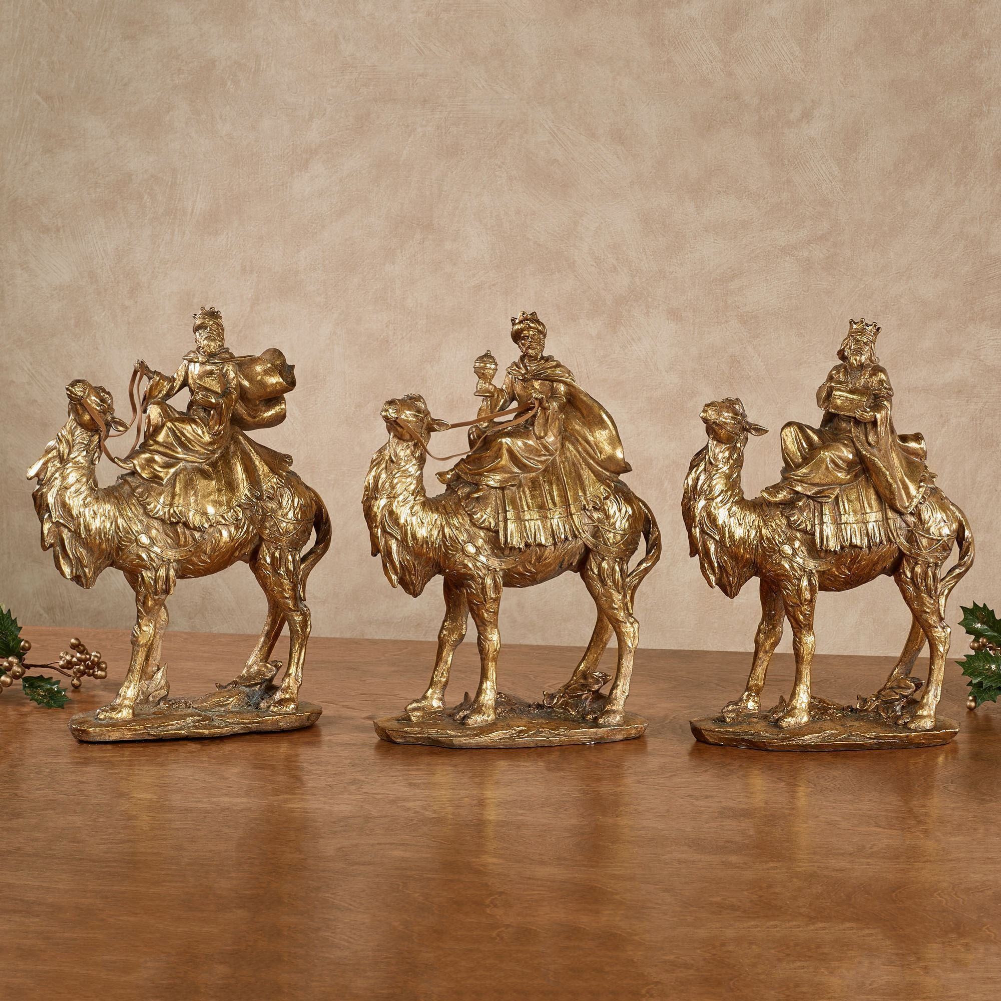 Three Wise Men Table Sculptures Gold Set of Three 3 - Walmart.com