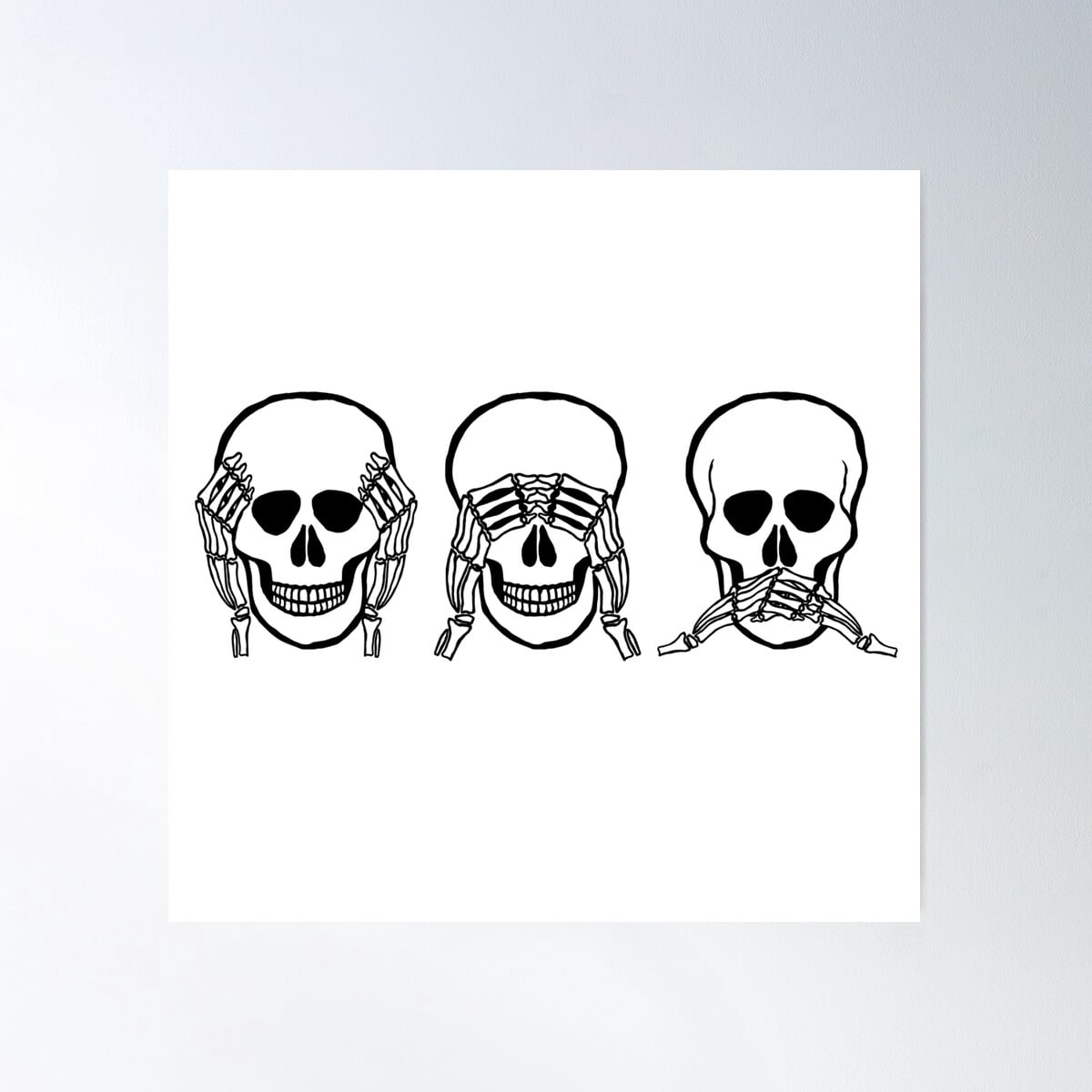 Three Wise Skulls, See, Hear, Speak No Evil Poster Wall Art, Modern ...