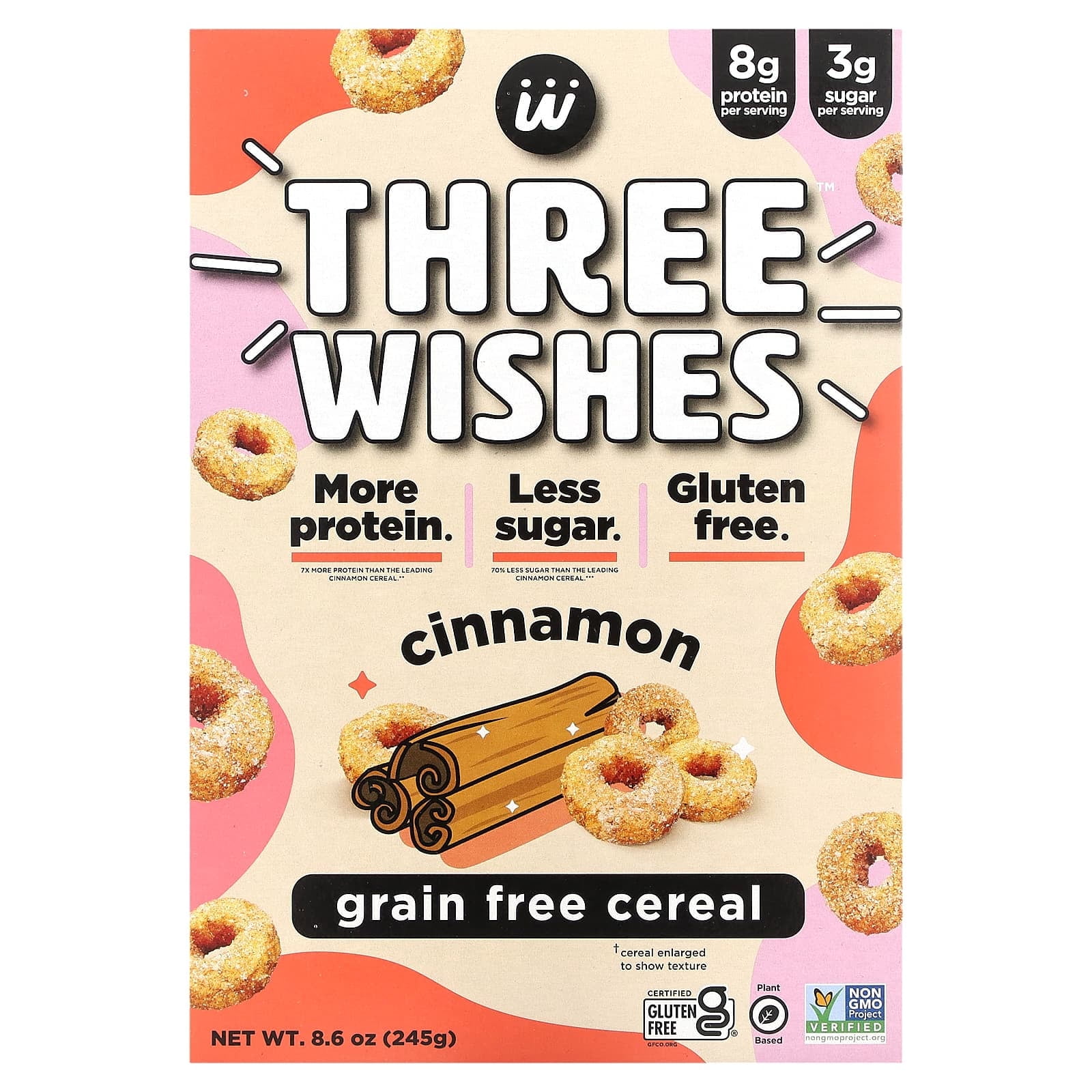 Three Wishes, Grain Free Cereal, Cinnamon, 8.6 oz (245 g) Pack of 3 ...