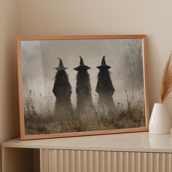 Three Witc.Hes In Fog Art Print Spooky Witc.H Trio Hal.Low.Een Wall ...