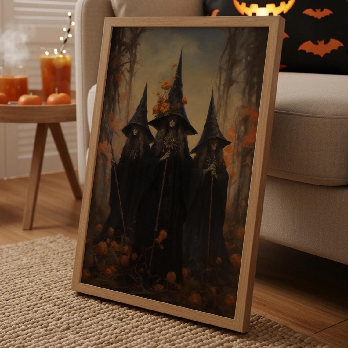 Three Witches Art Poster – Dark Gothic Poster Of Witches In An Eerie ...