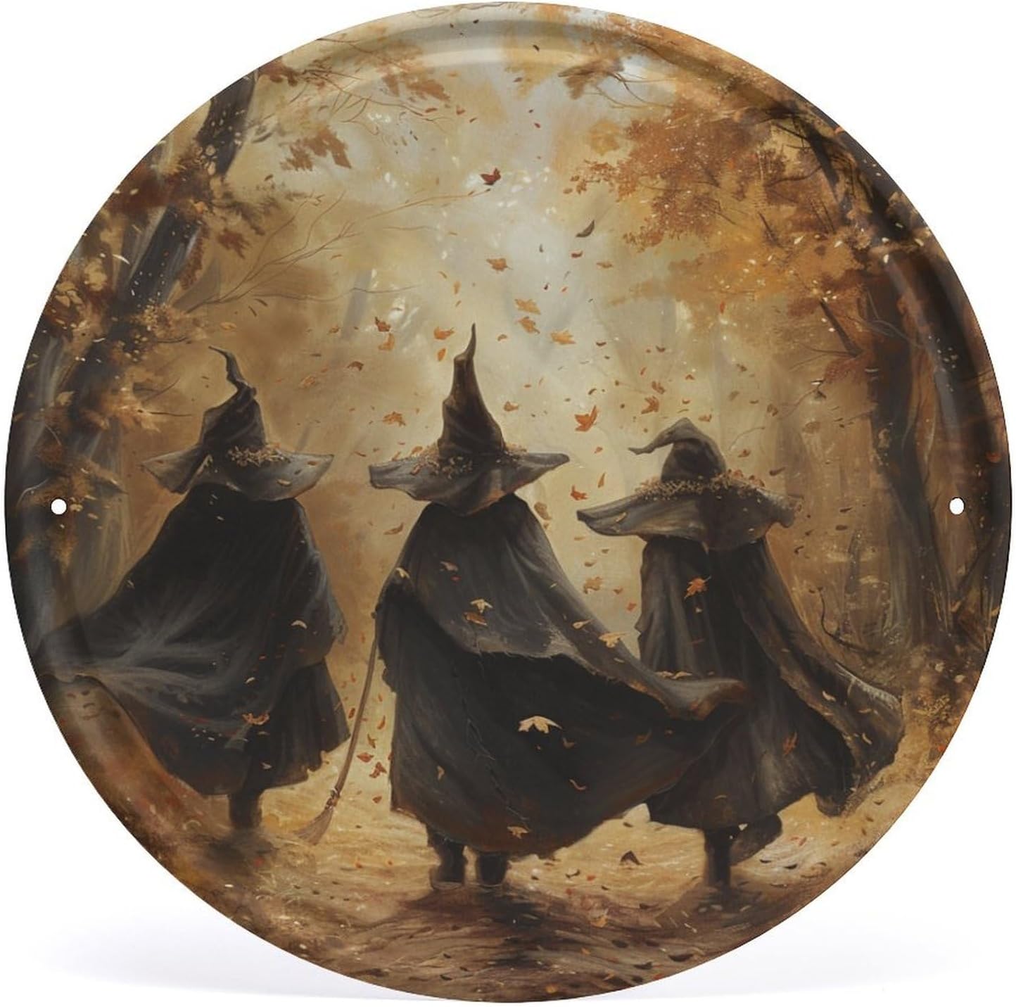 Three Witches in The Autumn Forest Round Aluminum Sign Vintage ...