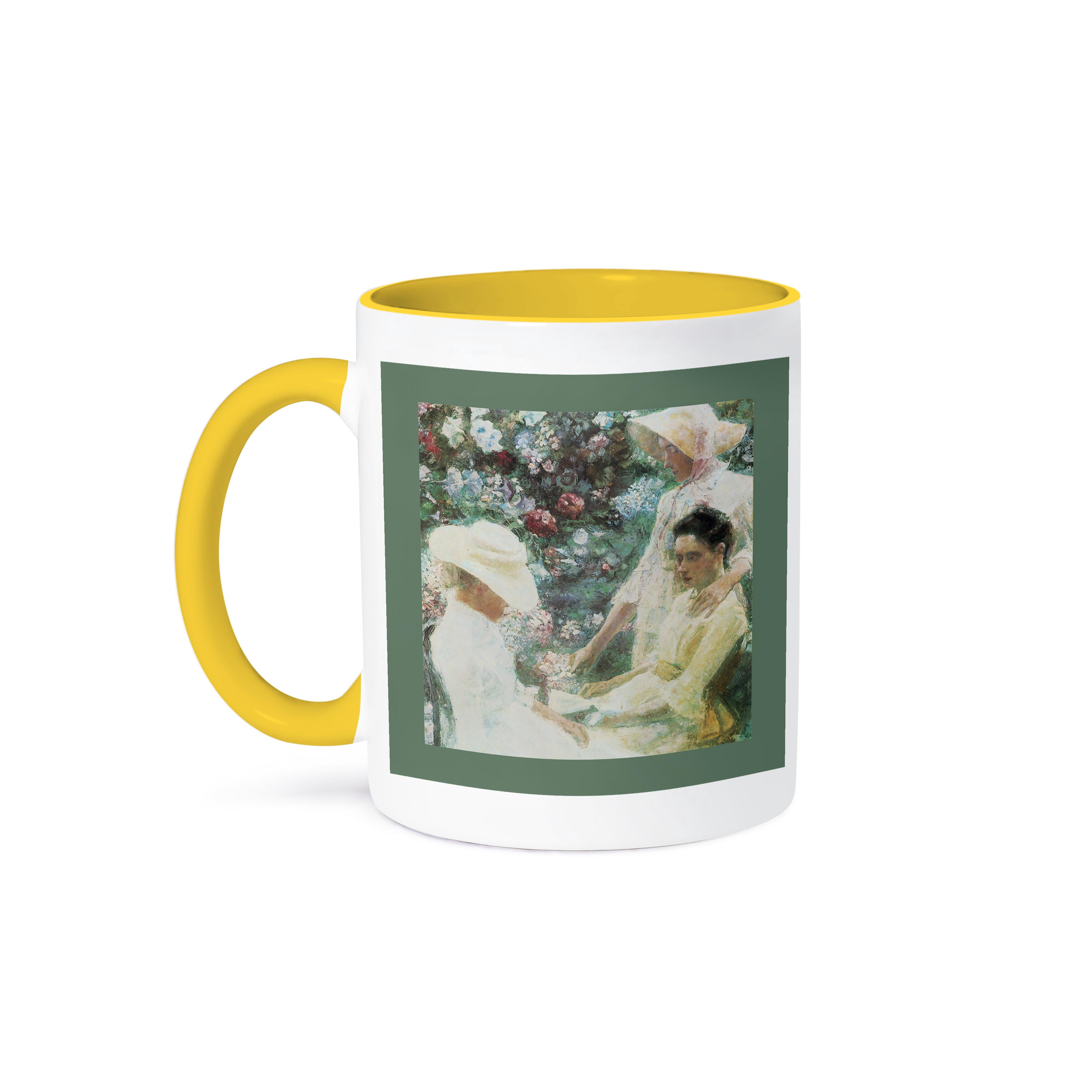 Three Women With Flowers By Jan Toorop, 11oz Two-Tone Yellow Mug ...