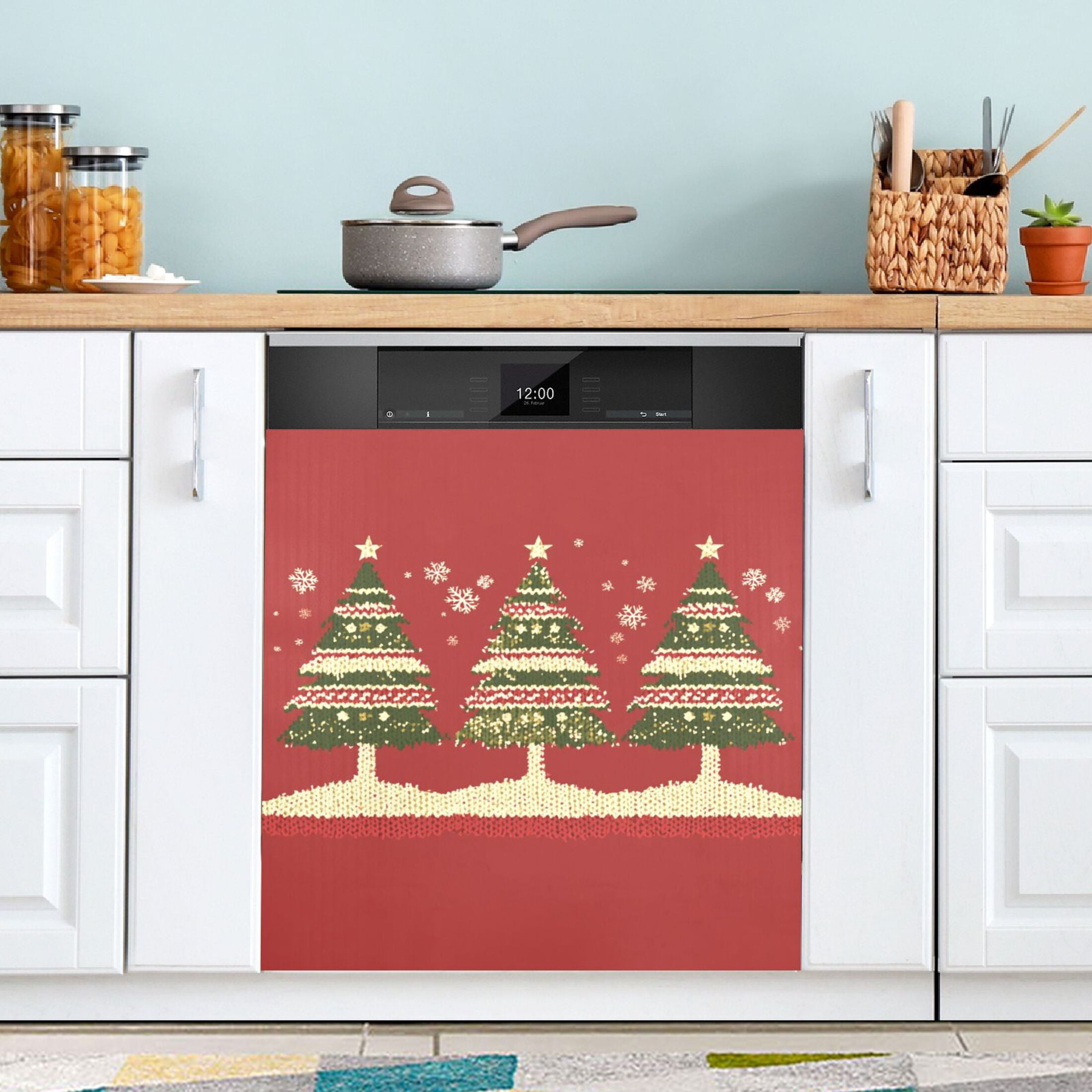 Three Yarn Knitted Christmas Trees Dishwasher Magnet Refrigerator ...