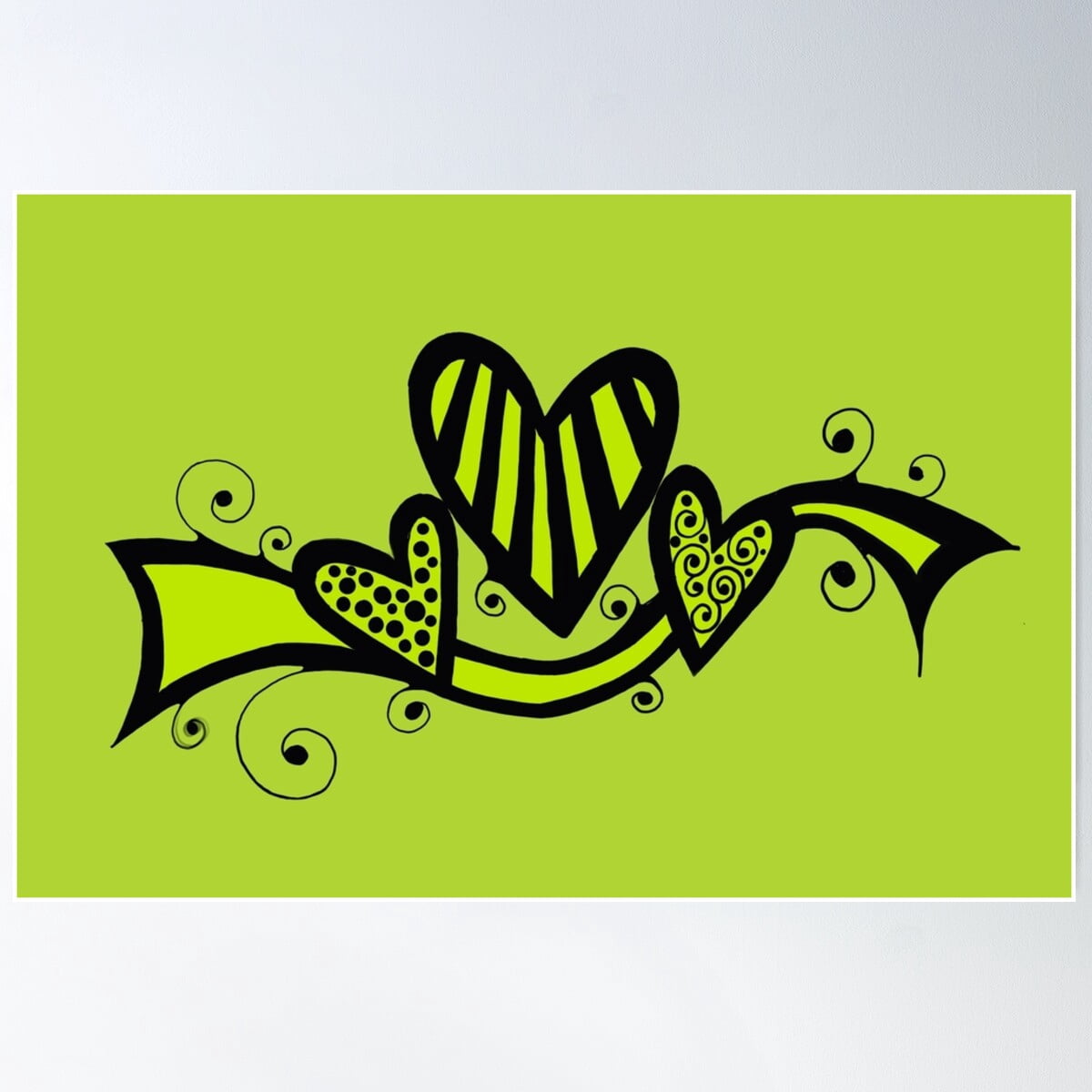 Three Yellow Hearts Poster Wall Art, Modern Wall Decor For Living Room ...