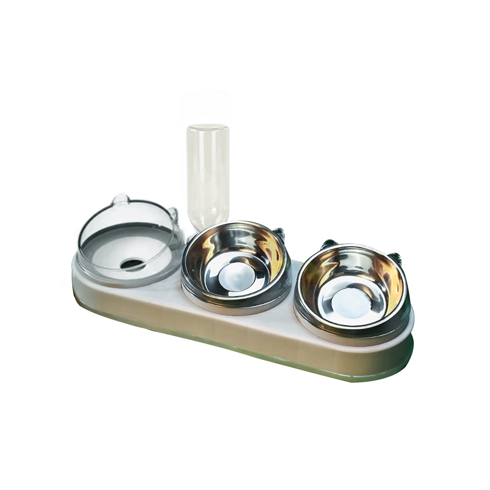 Three bowls of automatic drinking water, slanted mouth cat food bowl ...