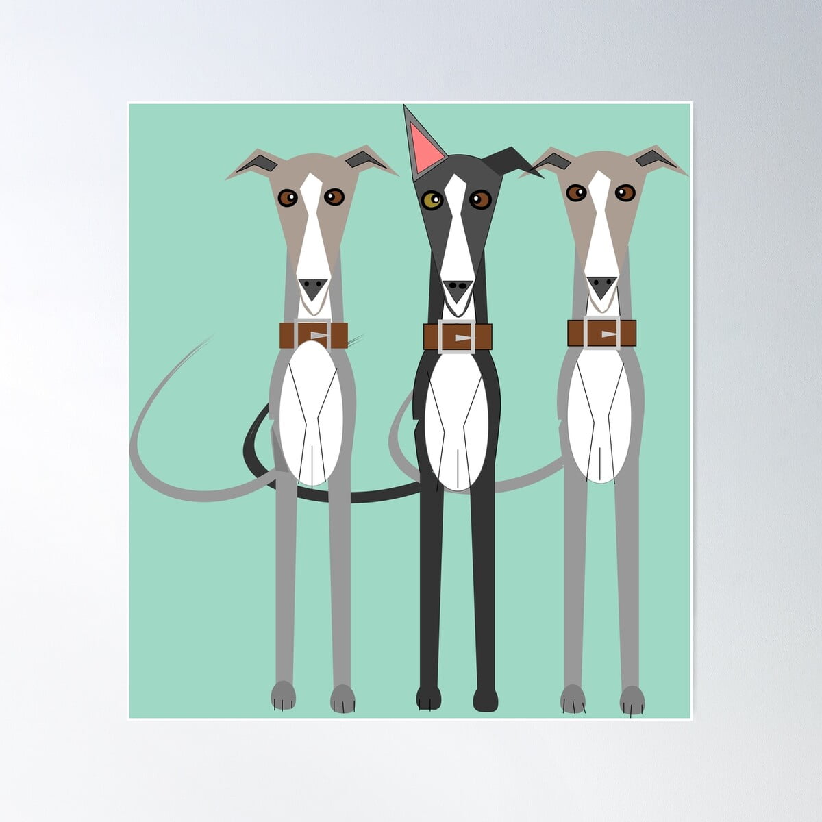 Three cartoon whippets Poster, 24x36 UNFRAMED - Walmart.com