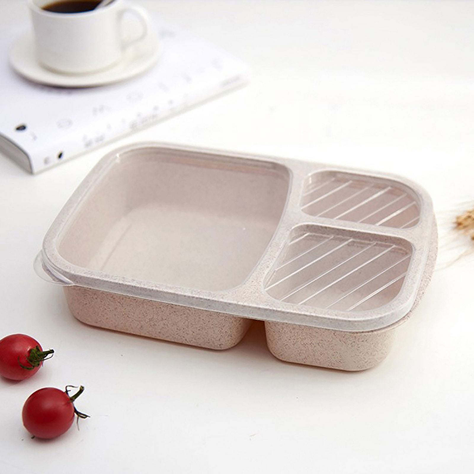 Three-compartment Wheat Straw Lunch Box Office Portable Microwave ...