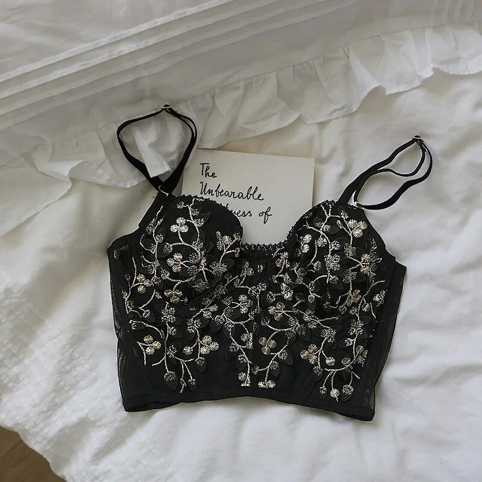 Three-dimensional embroidered bra sexy lace fish bone corset widened ...