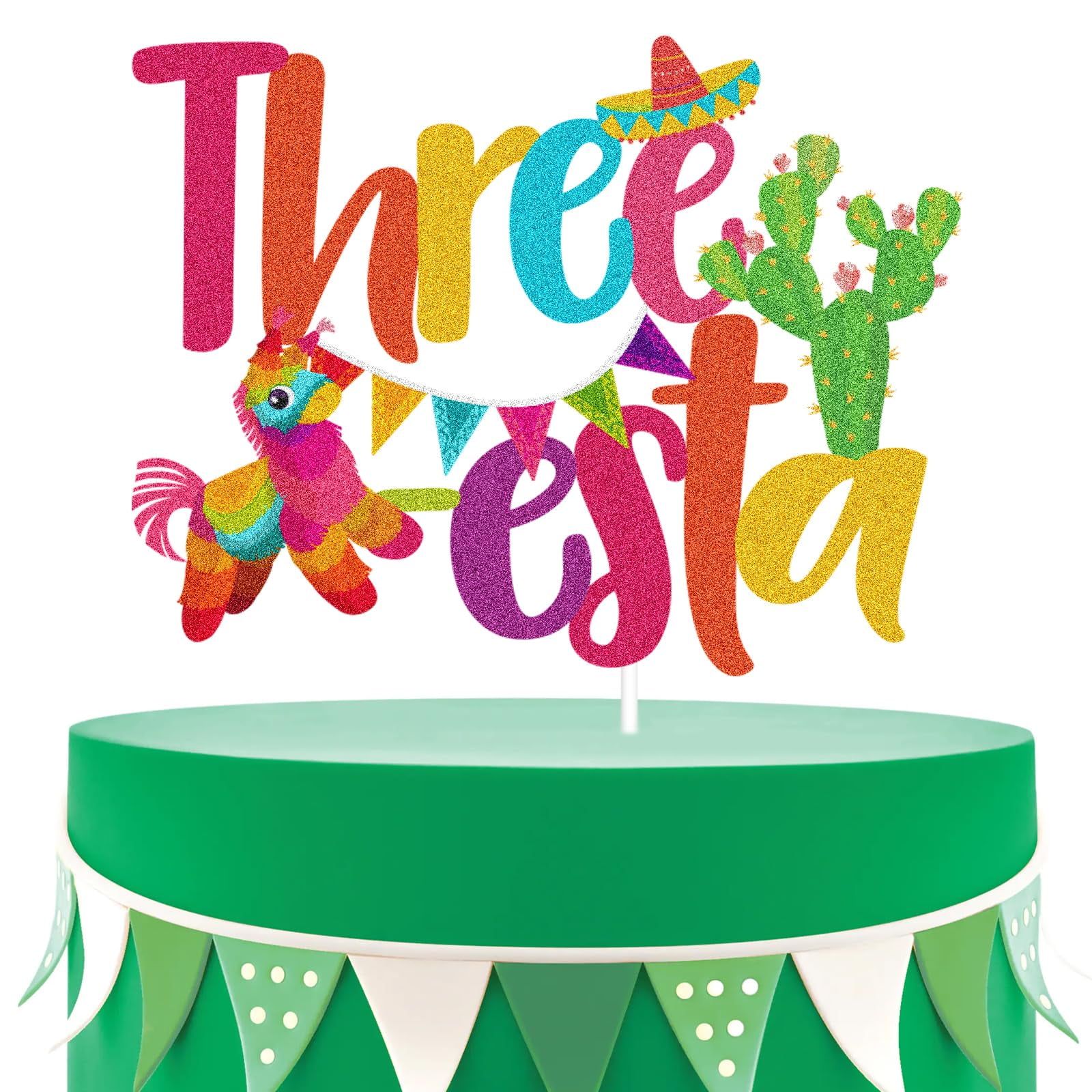 Three-esta Happy 3rdTRDN Birthday Cake Topper - Mexican Fiesta Themed ...