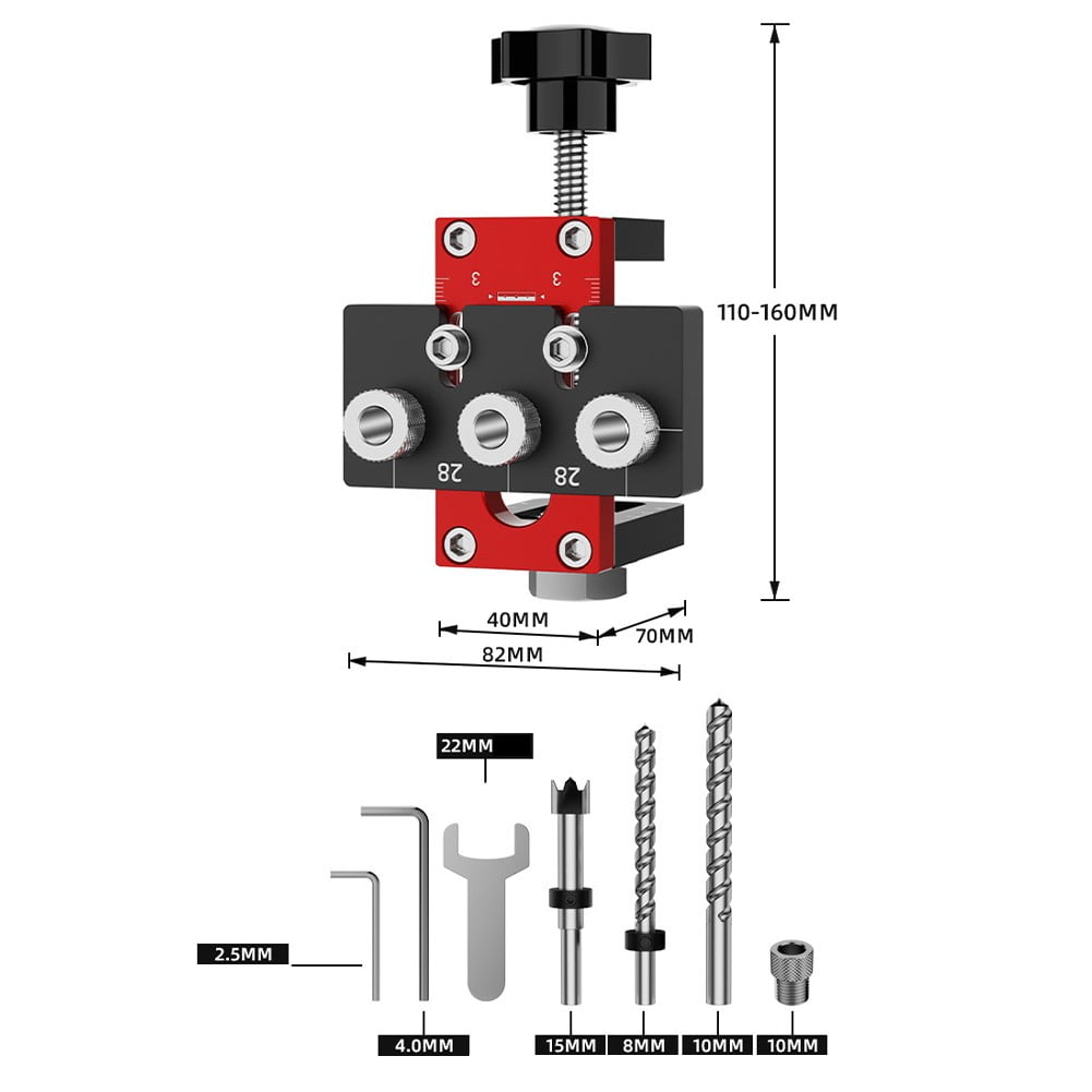 Three-in-one hole puncher round wood tenon center hole locator ...