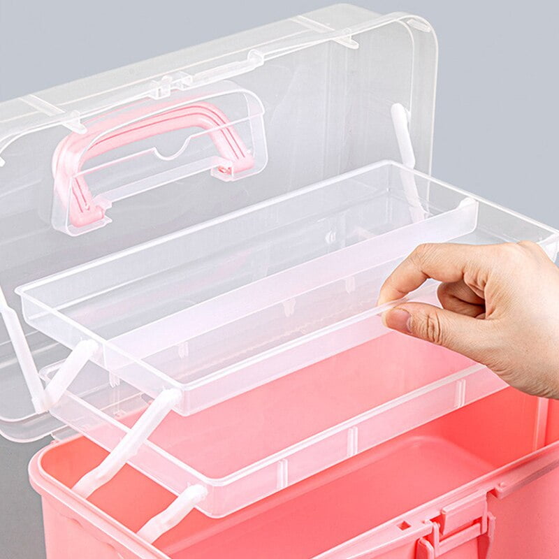 Three-layer Transparent Plastic Craft Storage Box, Sewing Storage Box ...