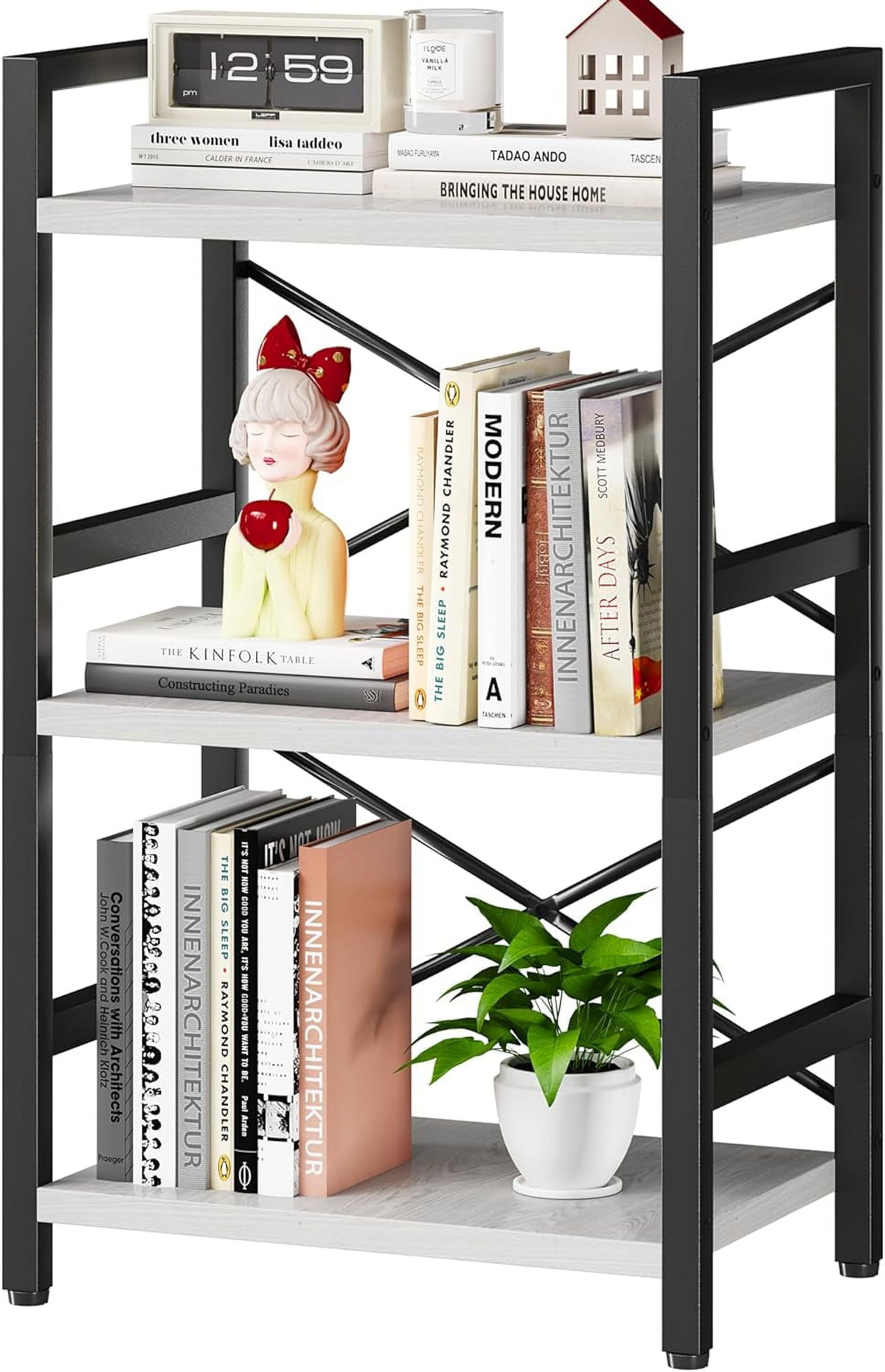 Three layer industrial style bookshelf, metal small bookshelf, rural ...