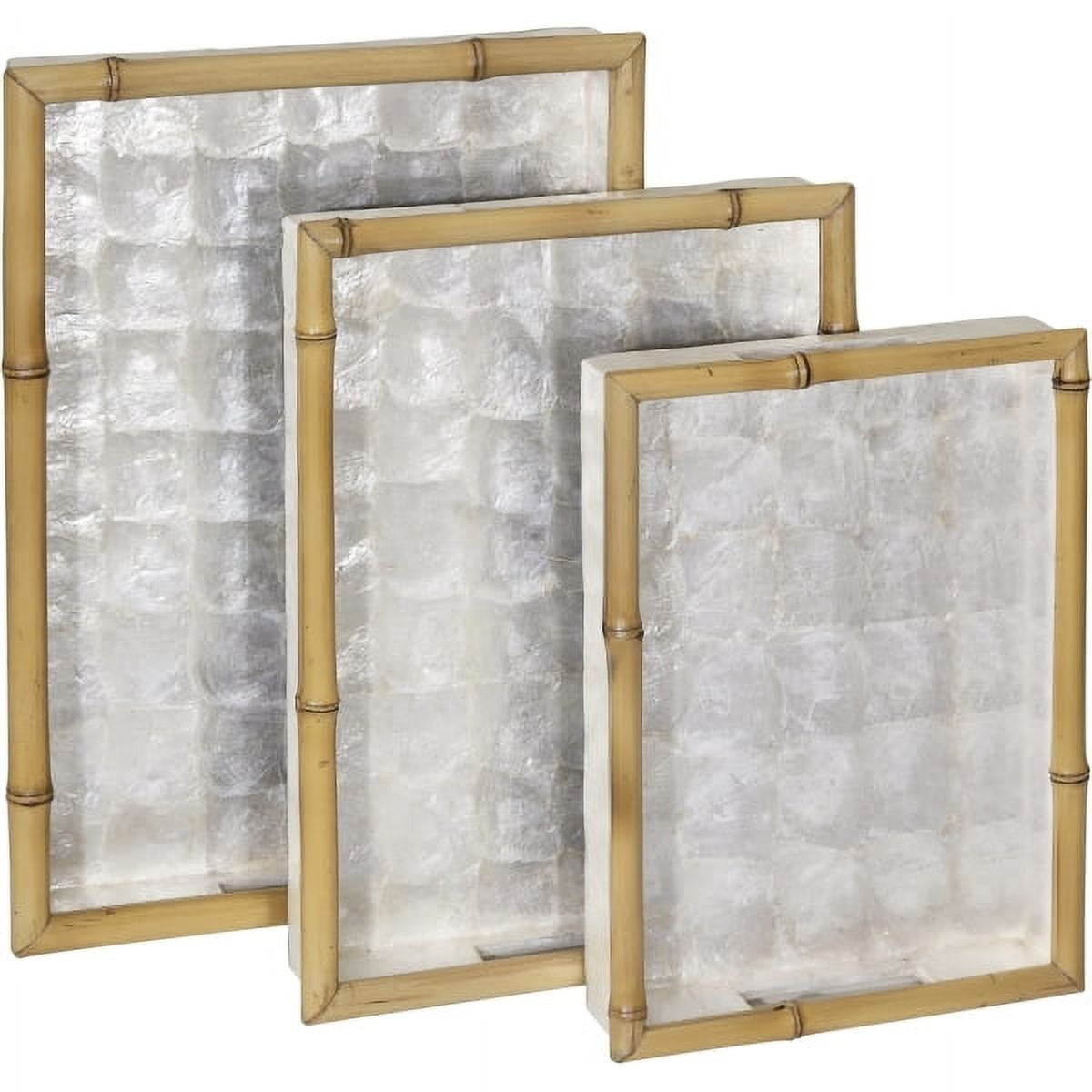 Three pc Capiz Shell Lined Bamboo Serving Trays Set Ivory - Walmart.com